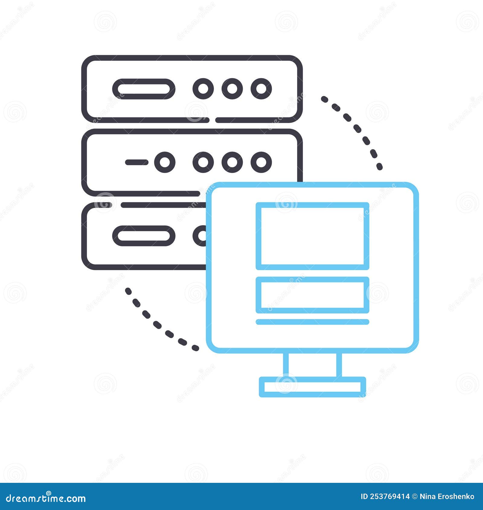 Dedicated Server Line Icon, Outline Symbol, Vector Illustration ...