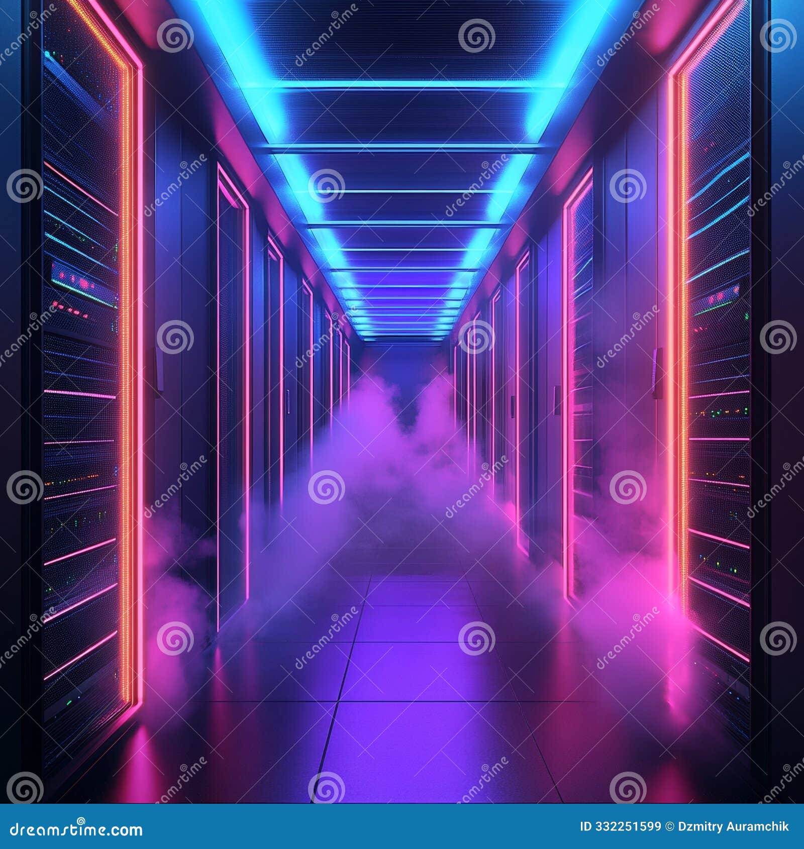 Dedicated Server Room. Modem with Fiber Optic Cables. Router in Server ...