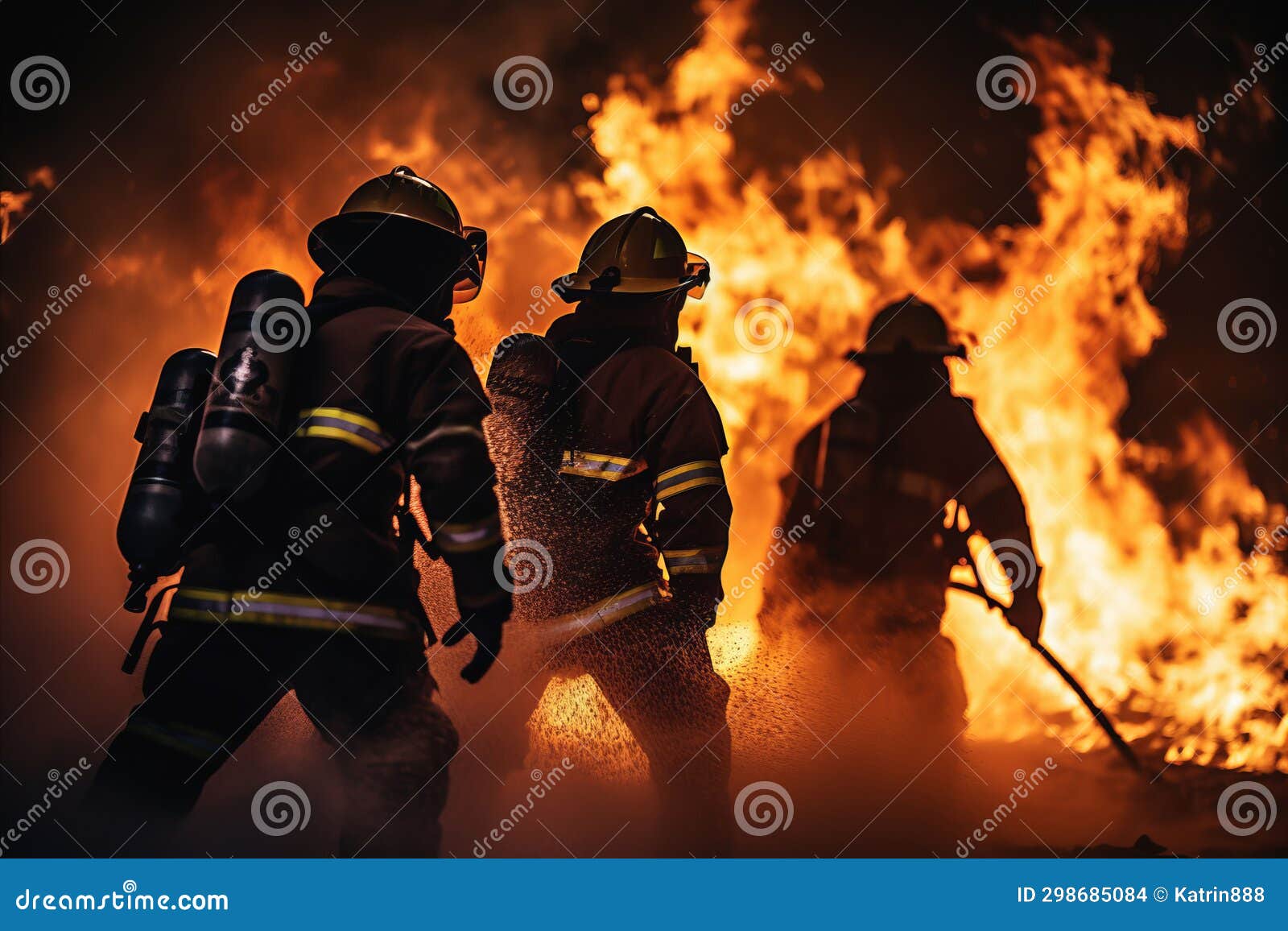 Dedicated Team of Firefighters in Action Stock Illustration ...