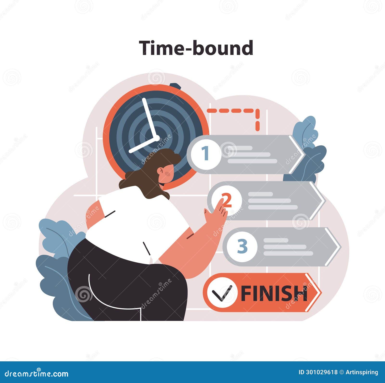 Dedicated Worker Navigating Time-bound in SMART Goals. Flat Vector ...