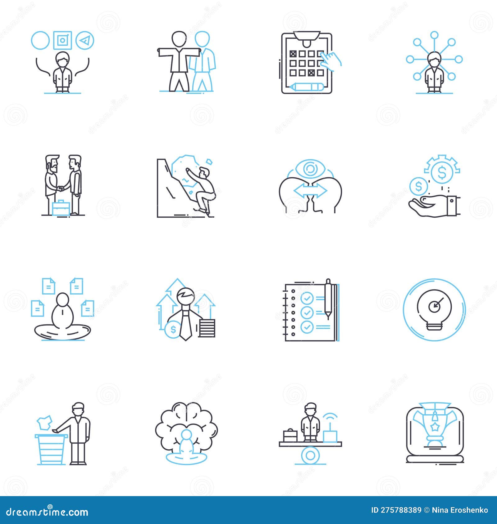 Dedication and Commitment Linear Icons Set. Loyalty, Perseverance ...