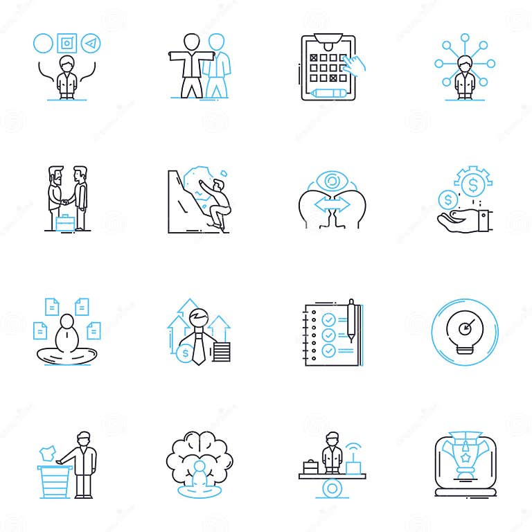 Dedication and Commitment Linear Icons Set. Loyalty, Perseverance, Consistency, Devotion ...