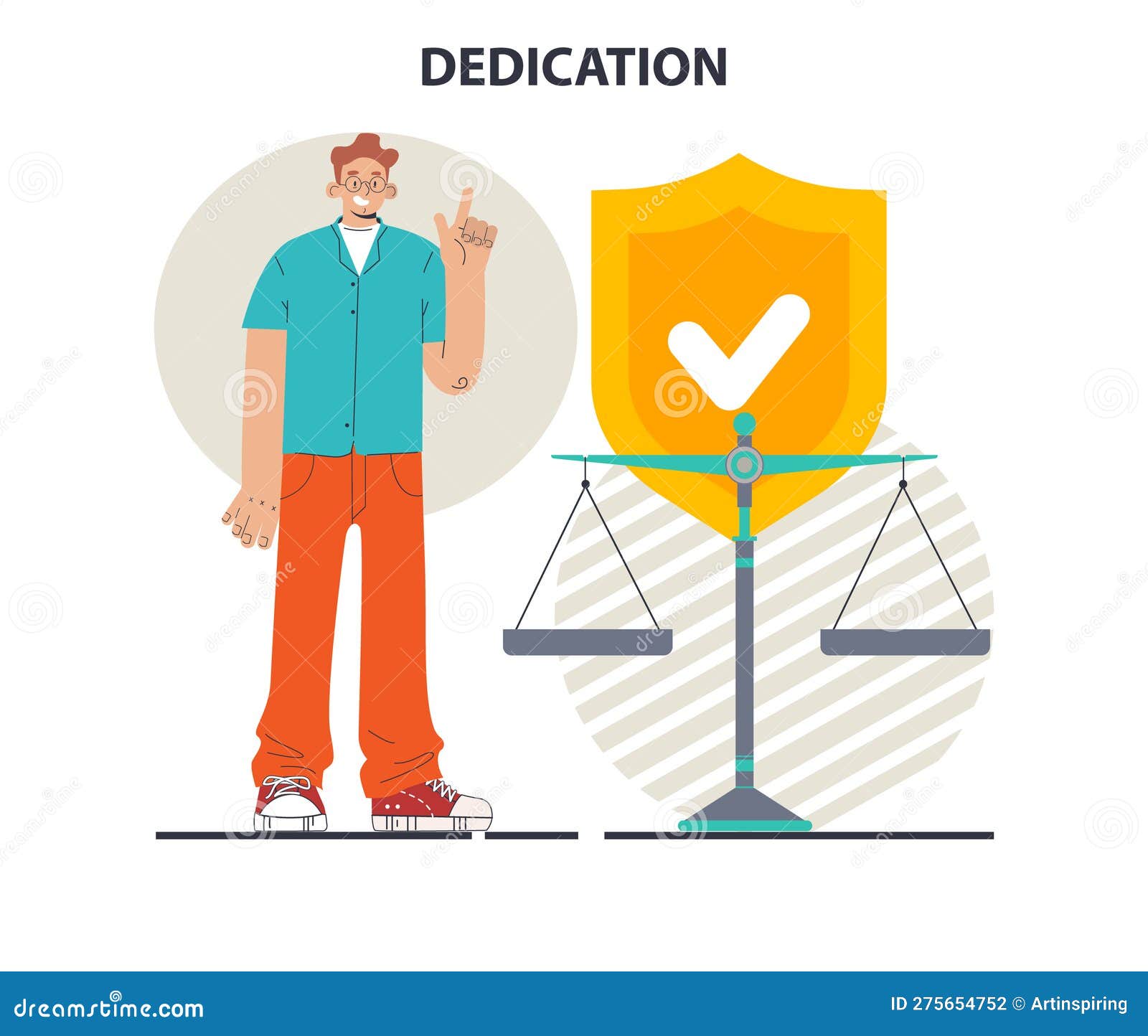Dedication Concept. Characters Corporate Loyalty And Personal Vector ...