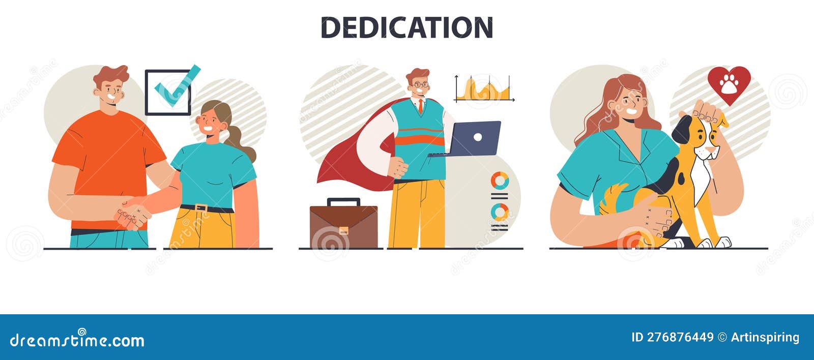 Dedication Concept Set. Characters Corporate Loyalty and Personal Stock ...
