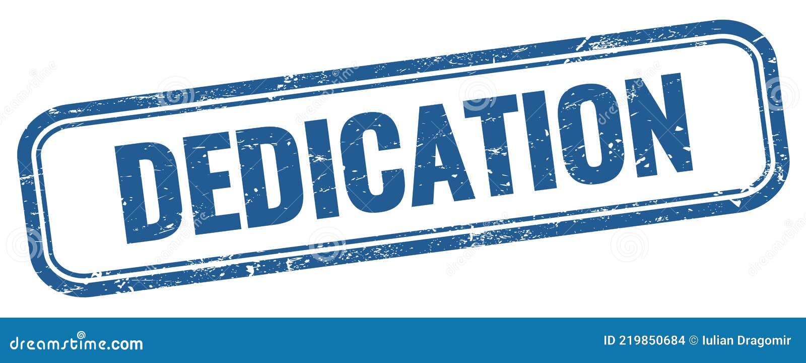 DEDICATION Text on Blue Grungy Vintage Stamp Stock Illustration ...