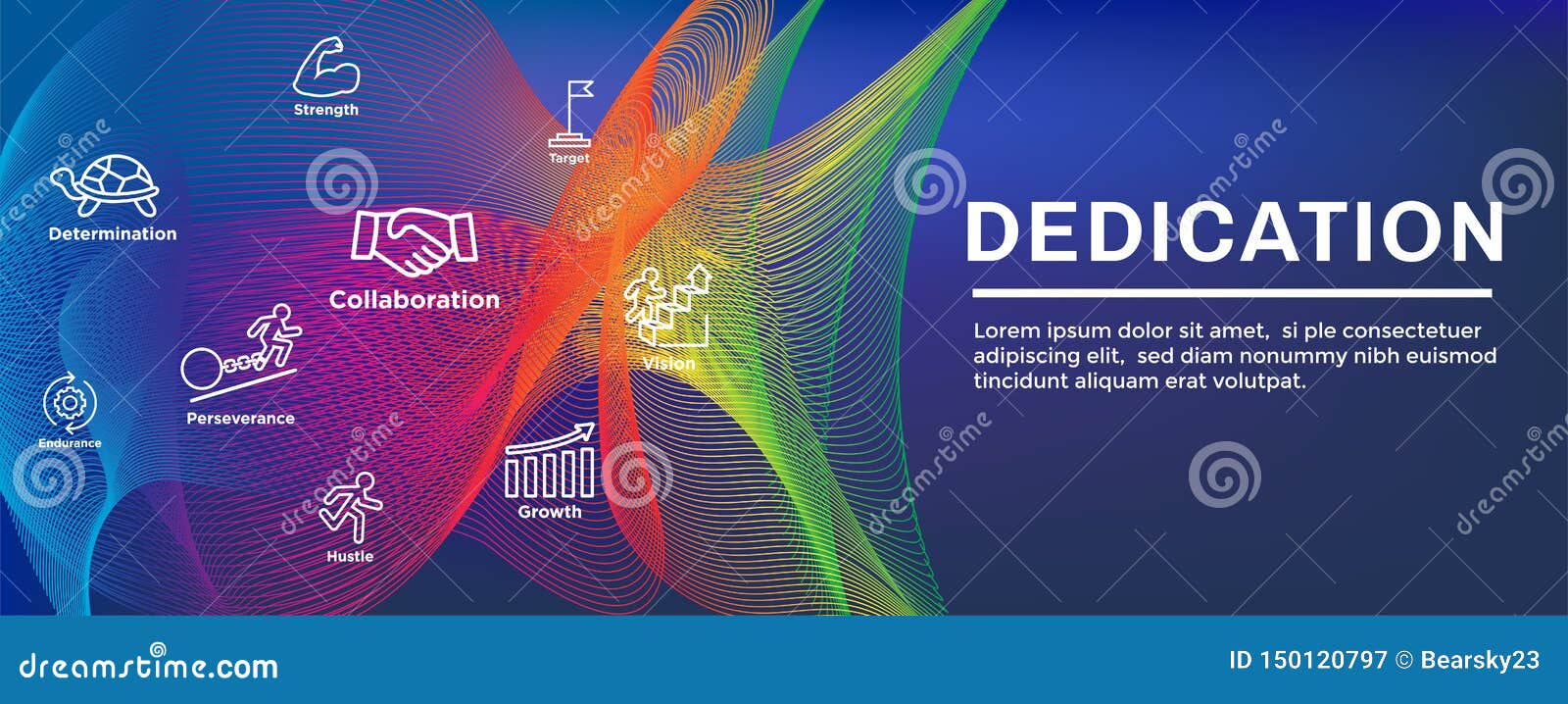 Dedication, Vision and Values Web Header Banner with Connection, Growth ...