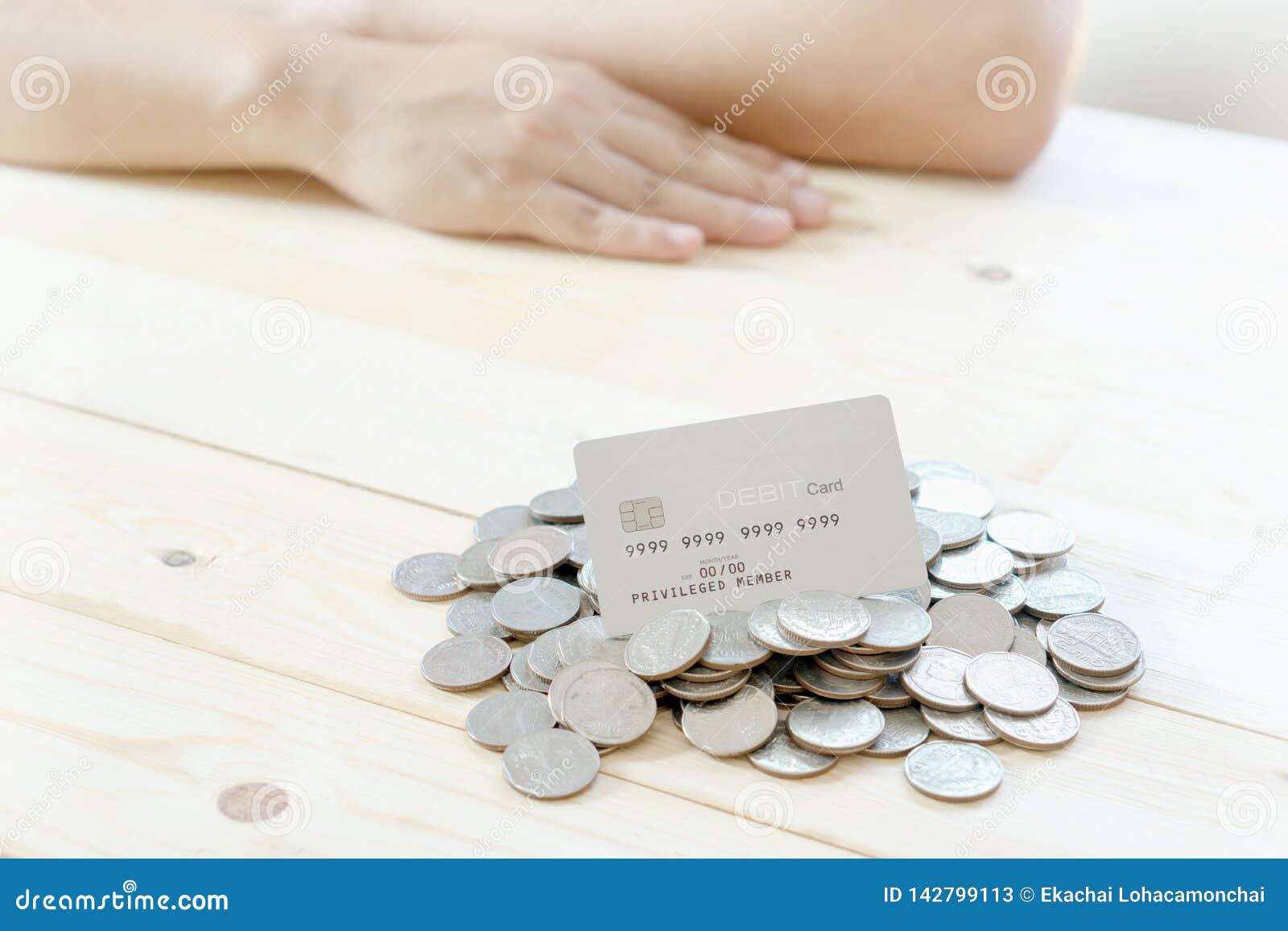 Dedit cards with coins stock image. Image of horizontal - 142799113