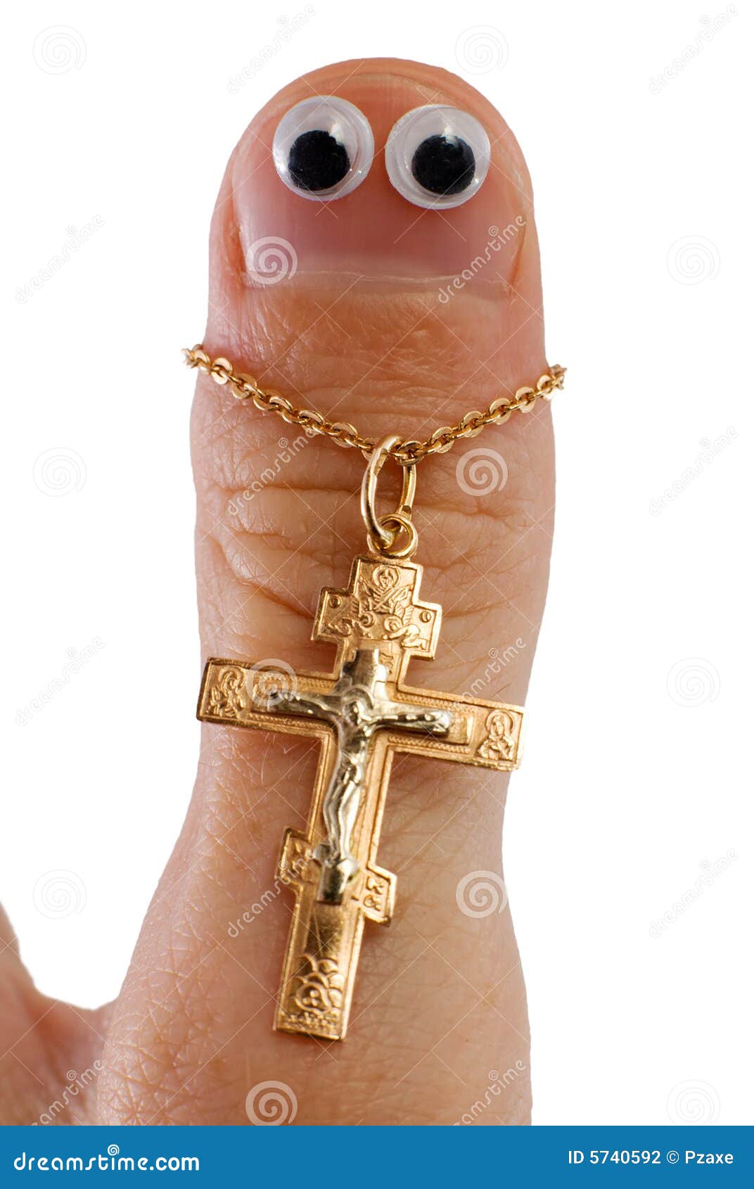 Dedo e uma cruz foto de stock. Imagem de polegares, arte - 5740592