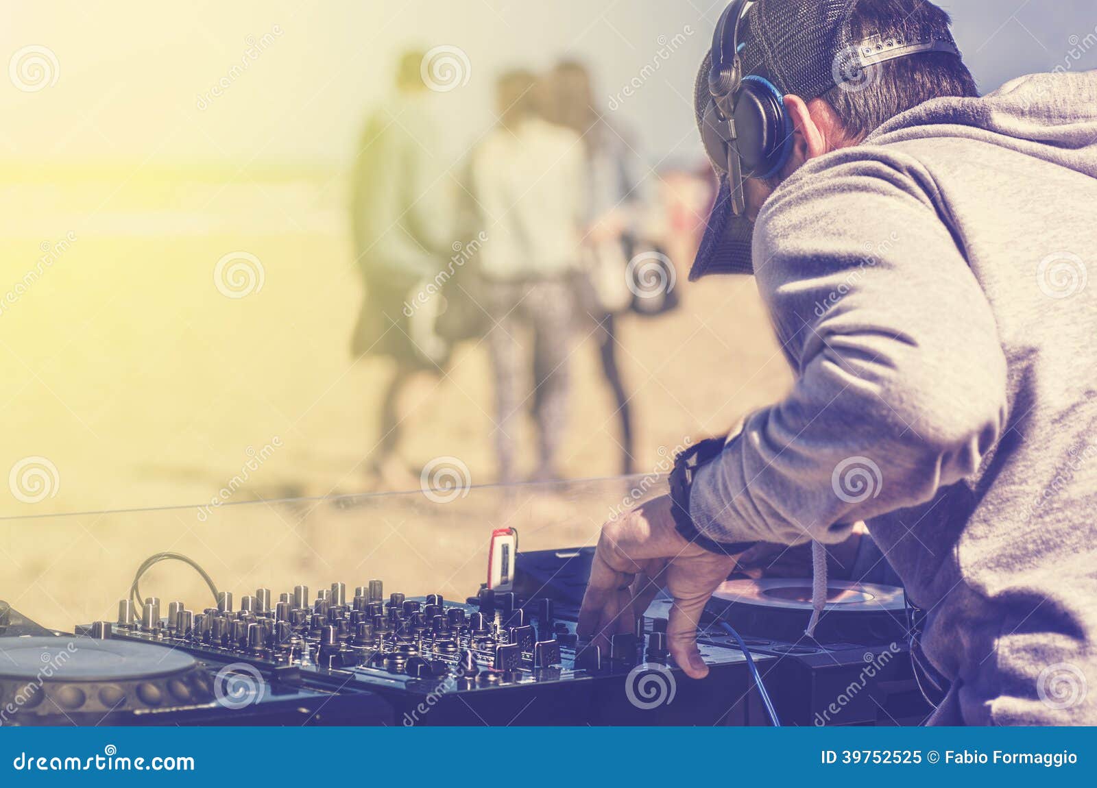 Dee Jay Mixing at Beach Party Stock Image - Image of enjoyment, freedom ...