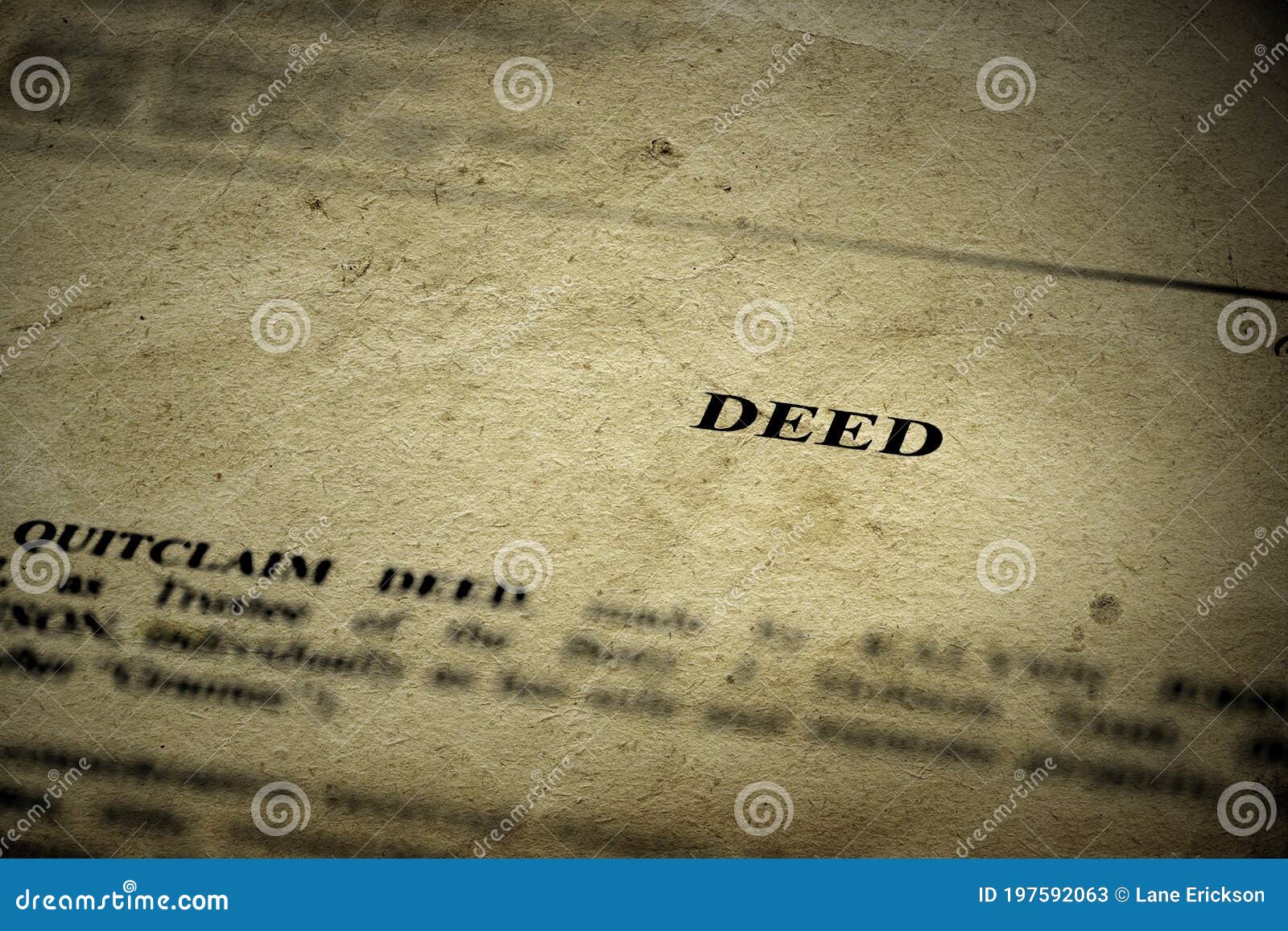 Deed for Real Estate Transfer or Transaction Contract Stock Image ...