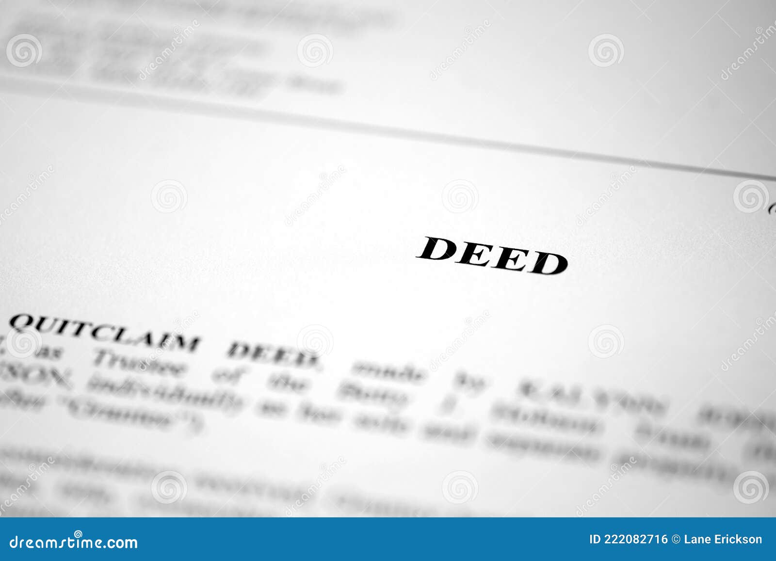 Deed for Real Estate Transfer or Transaction Contract Stock Photo ...