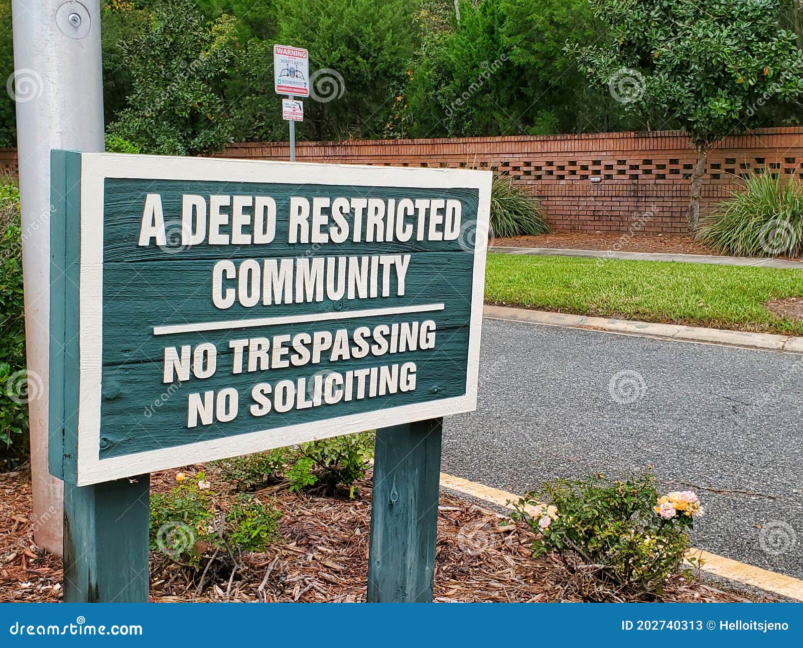 A Deed Restricted Community No Trespassing Stock Image - Image of deed ...