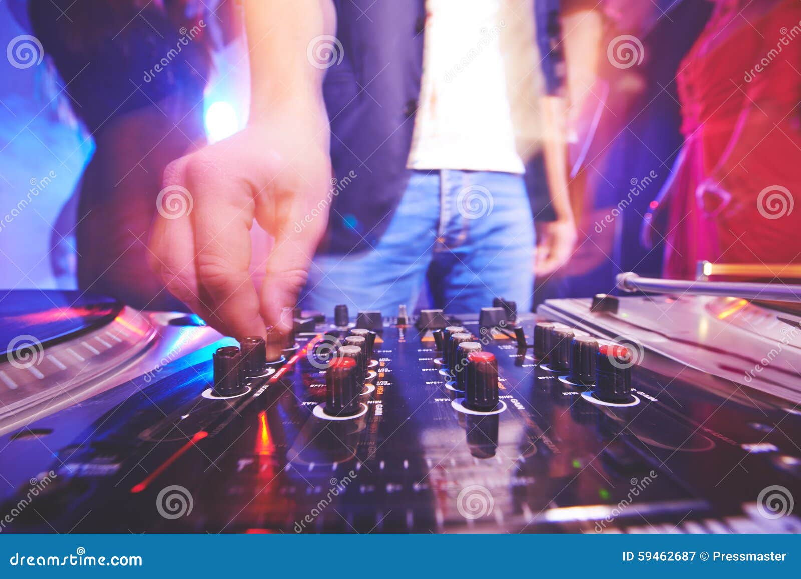 Deejay adjusting sound stock image. Image of turntables - 59462687
