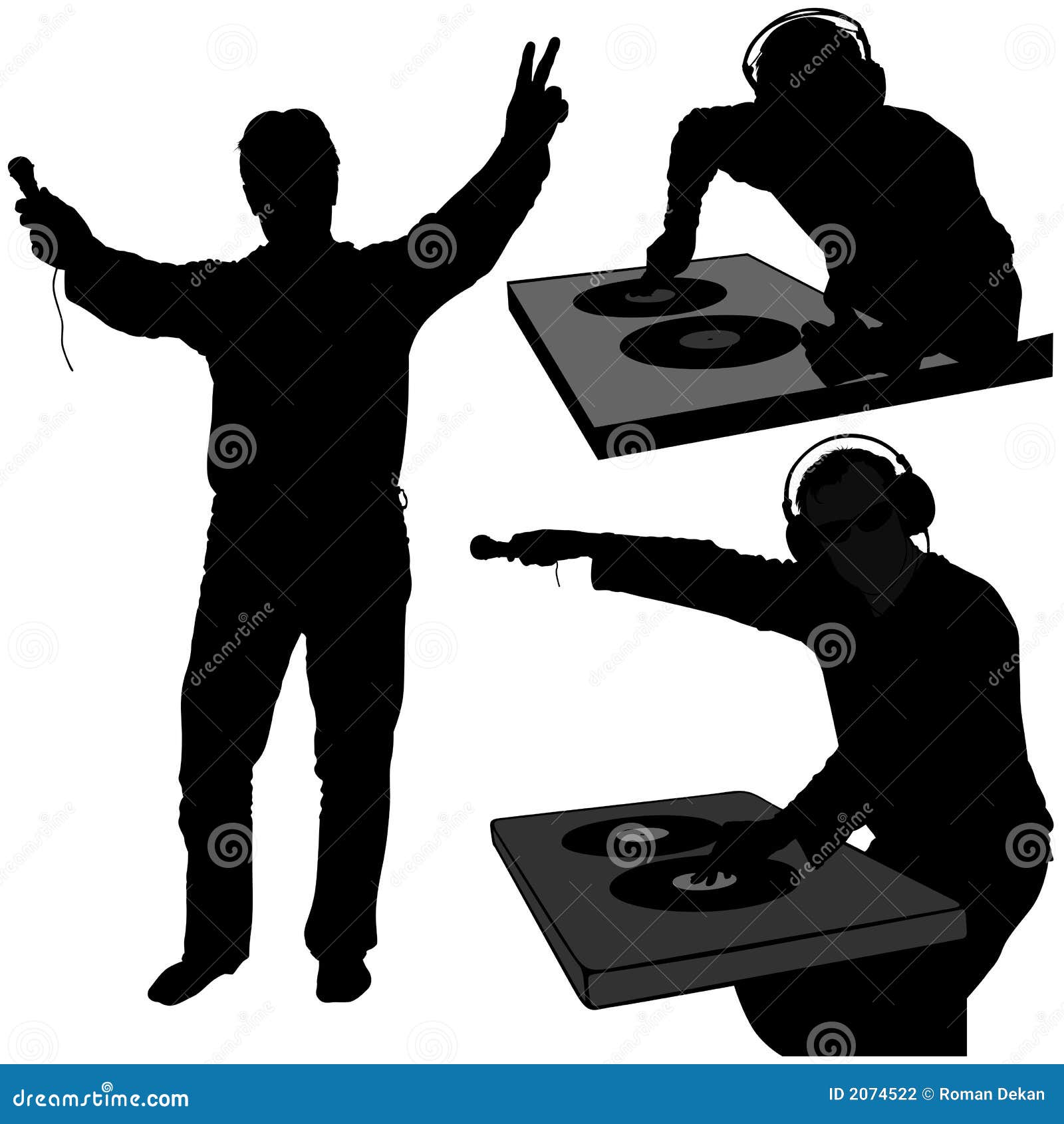 Deejay silhouettes stock vector. Illustration of discotheque - 2074522