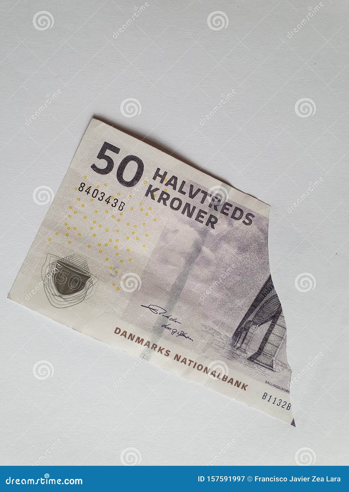 Deense Biljet Van Vijftig Kroon Op Papier Stock Afbeelding - Image of ...
