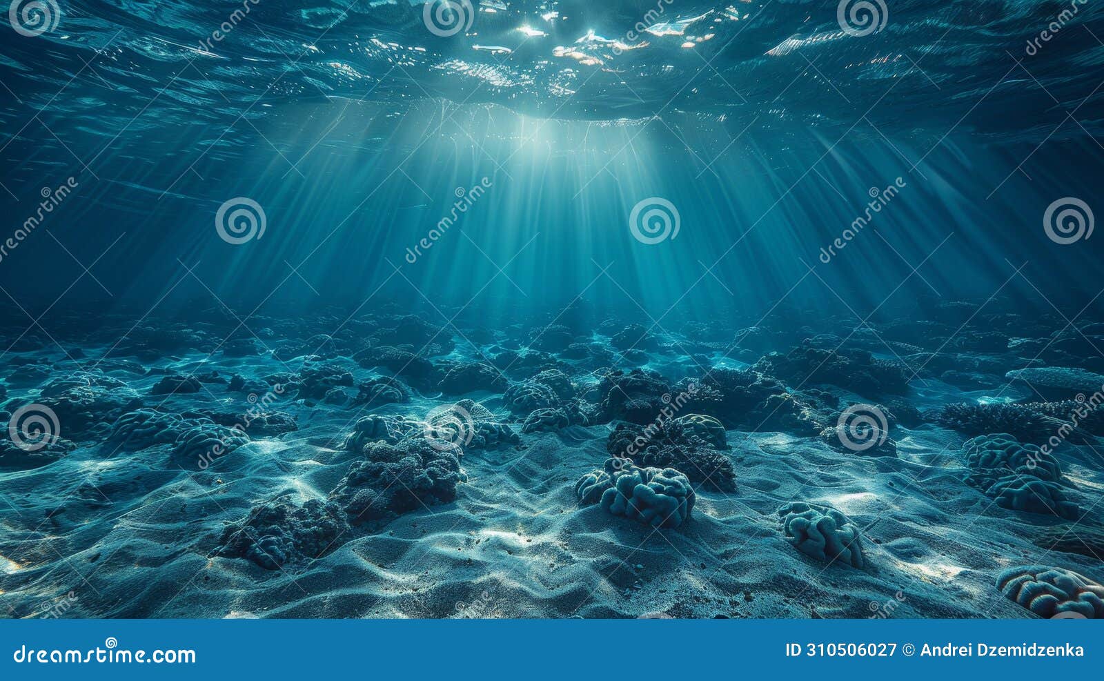 Deep Abyss Underwater with Blue Sun Light Stock Image - Image of ...