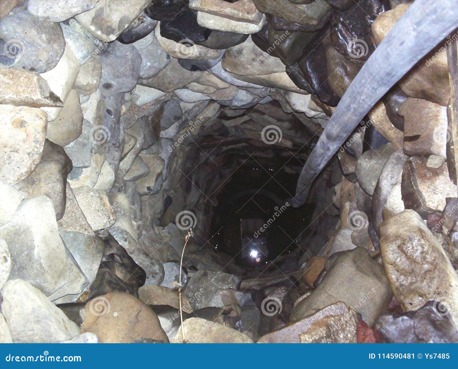 Deep Ancient Chinese Well Made of Stones with No Concrete Stock Image ...