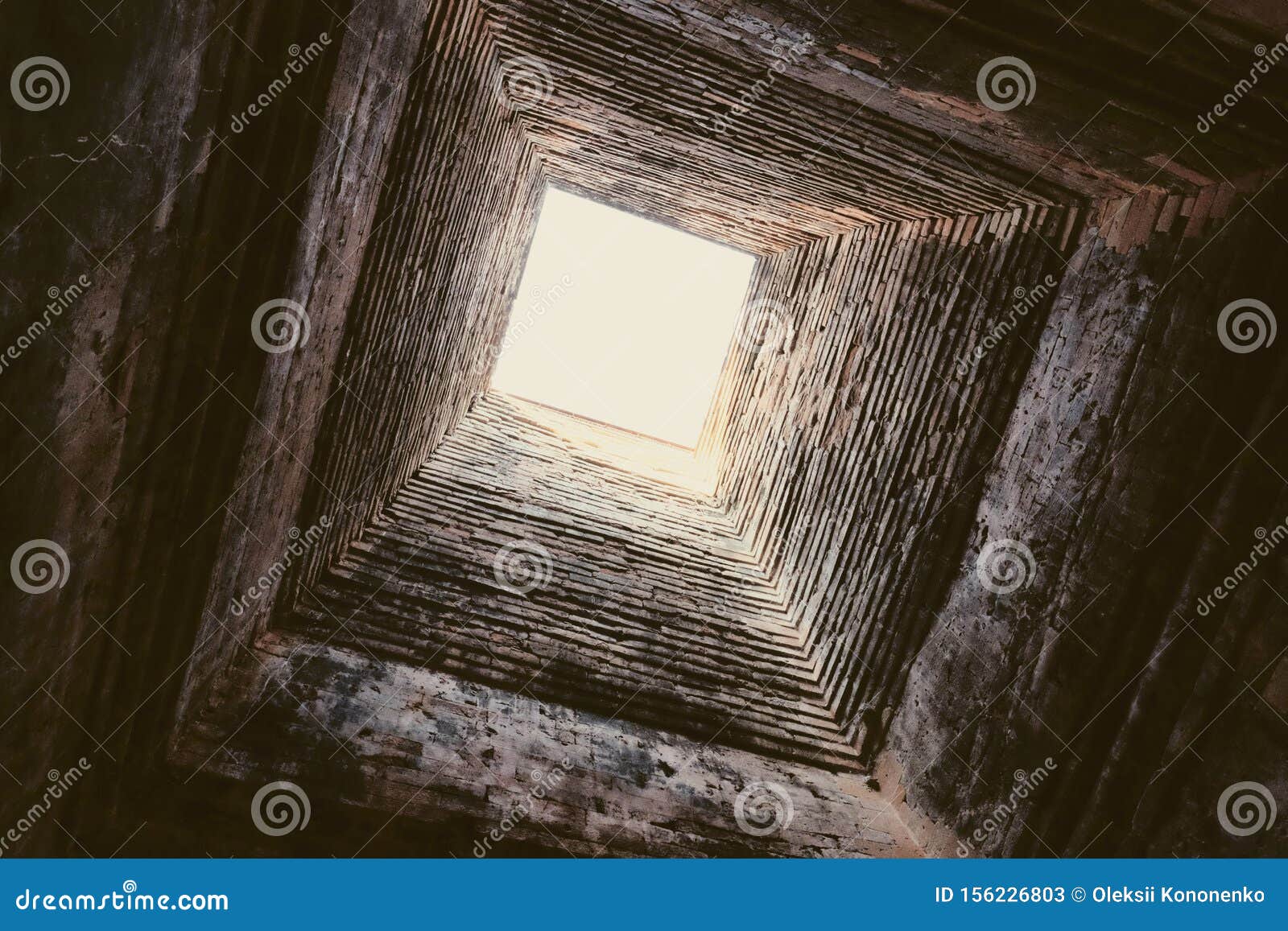 Deep Ancient Well. Masonry. Light at the End of the Tunnel Stock Image ...