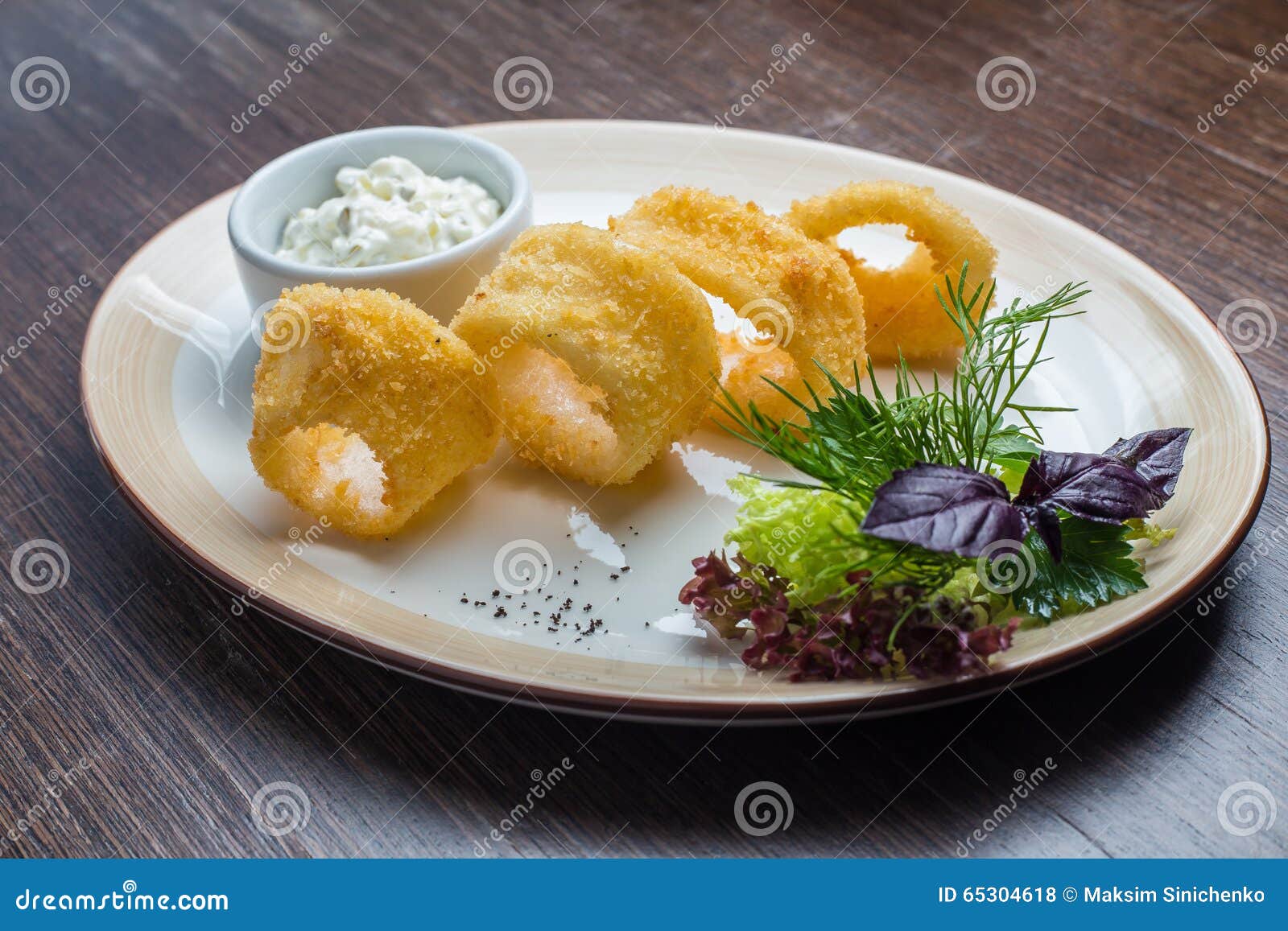 Deep Batter Fried Squid Rings Calamari Stock Photo - Image of fried ...