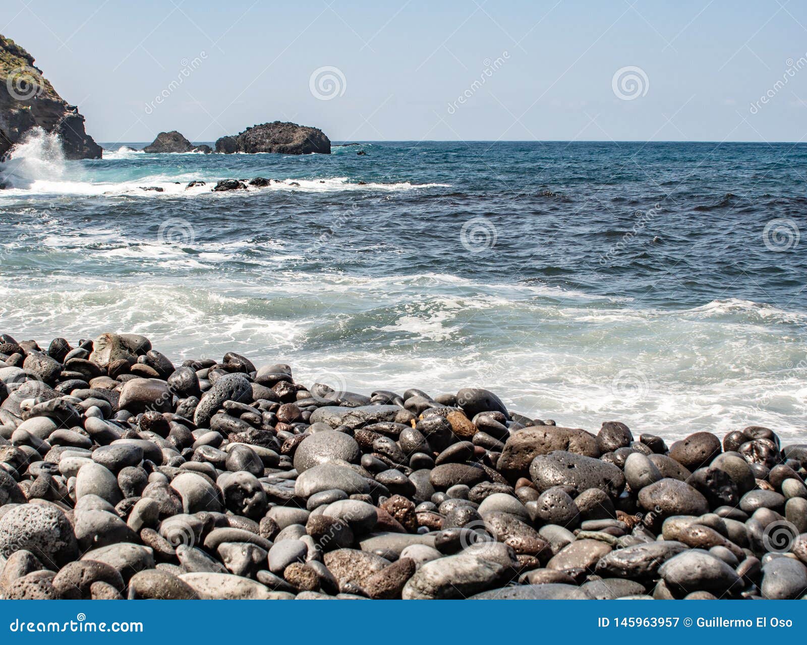Deep Bay of the Beach Over the Sea with Rocks Stock Image - Image of ...