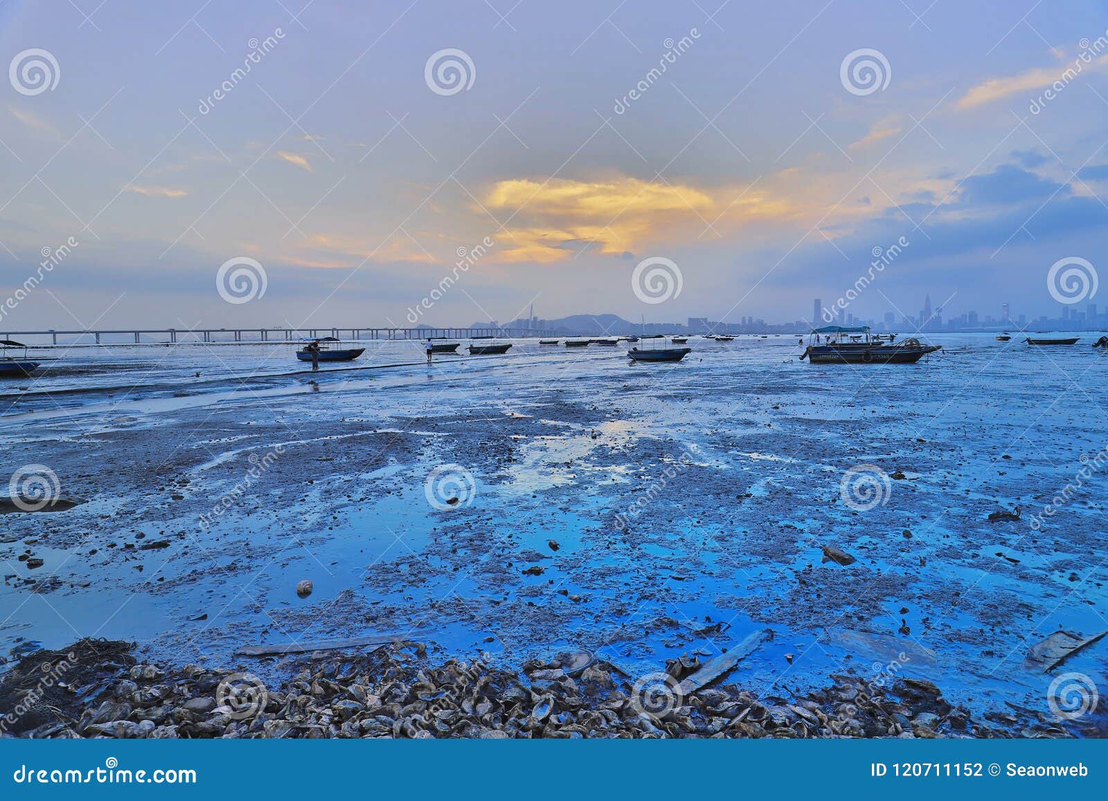 Deep Bay, Shenzhen Bay, View at Hk Stock Photo - Image of dawn ...