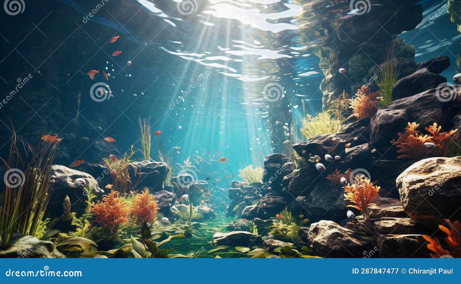 Deep Below a Colorful School of Fish Swims Stock Image - Image of ...
