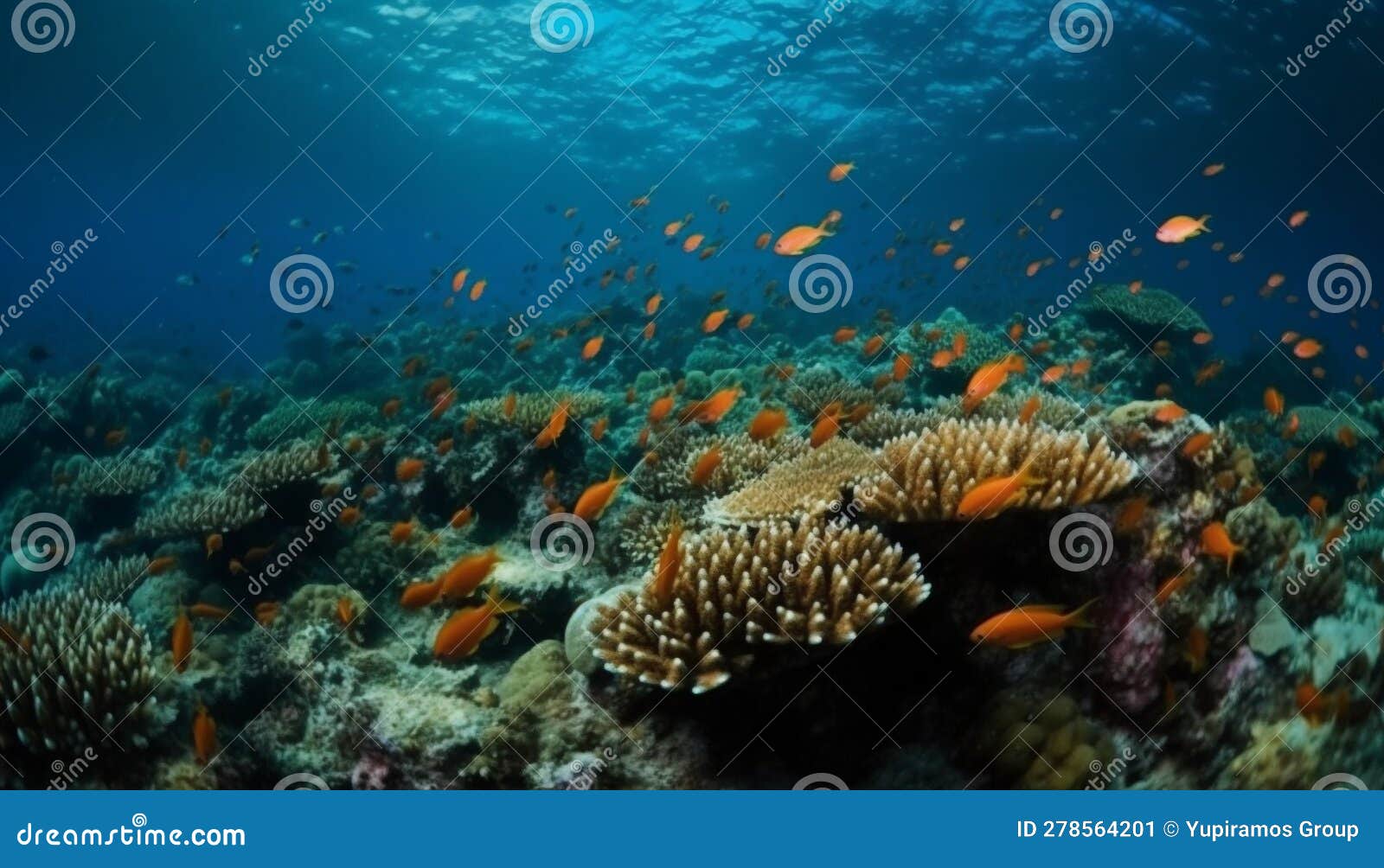 Deep Below, a Multi Colored Reef Teems with Sea Life Generated by AI ...