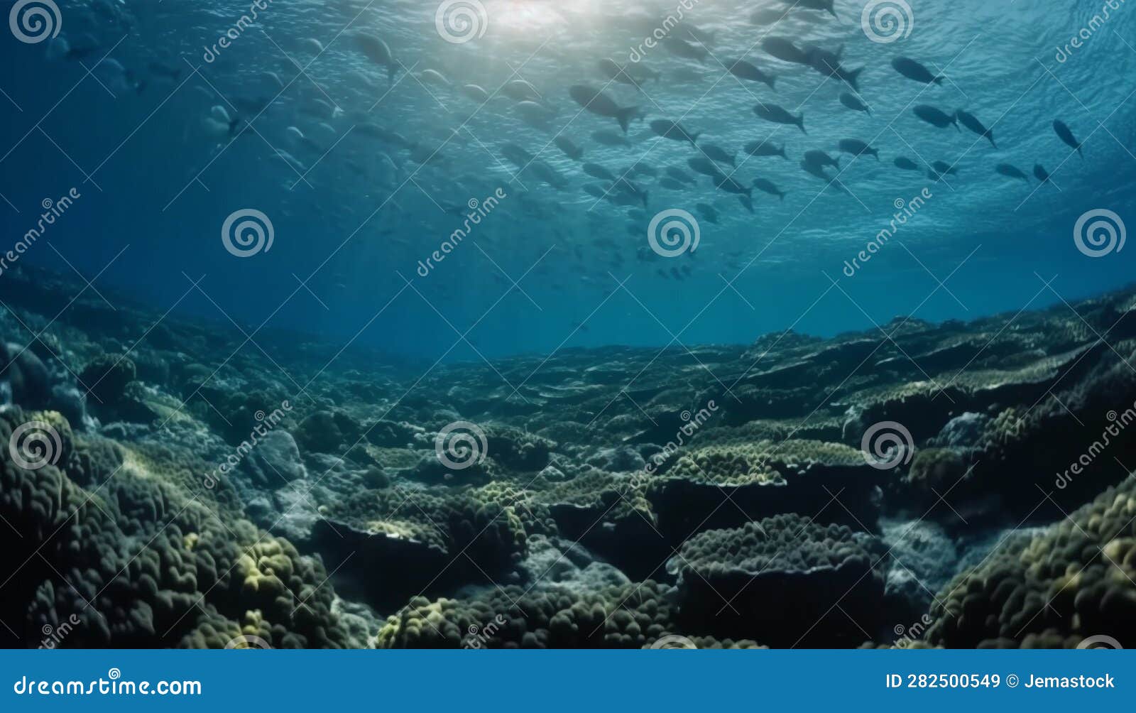 Deep Below, a Tranquil Seascape Reveals Colorful Sea Life Generated by ...
