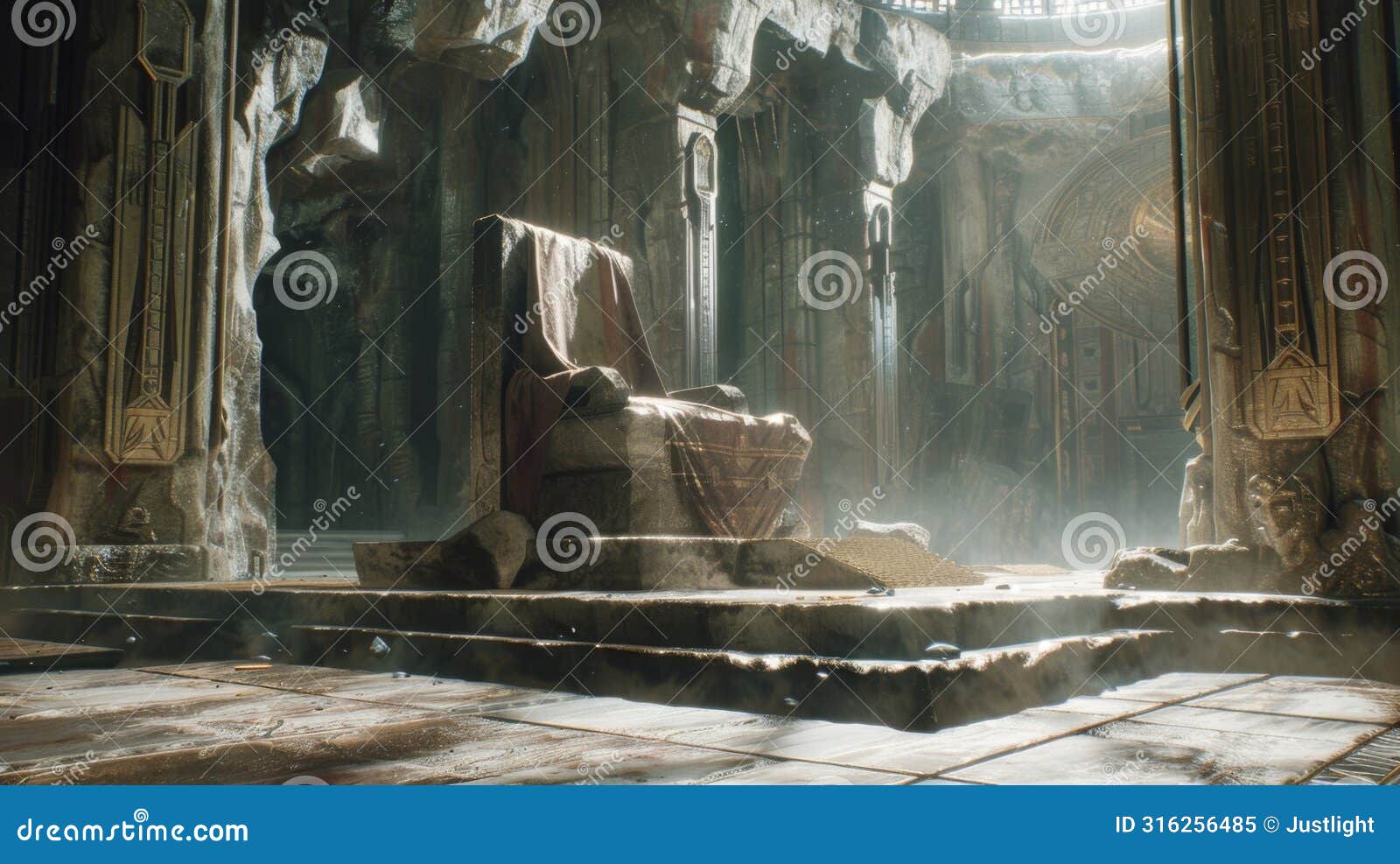 Deep Beneath the Earths Surface a Massive Stone Throne Sits upon a ...