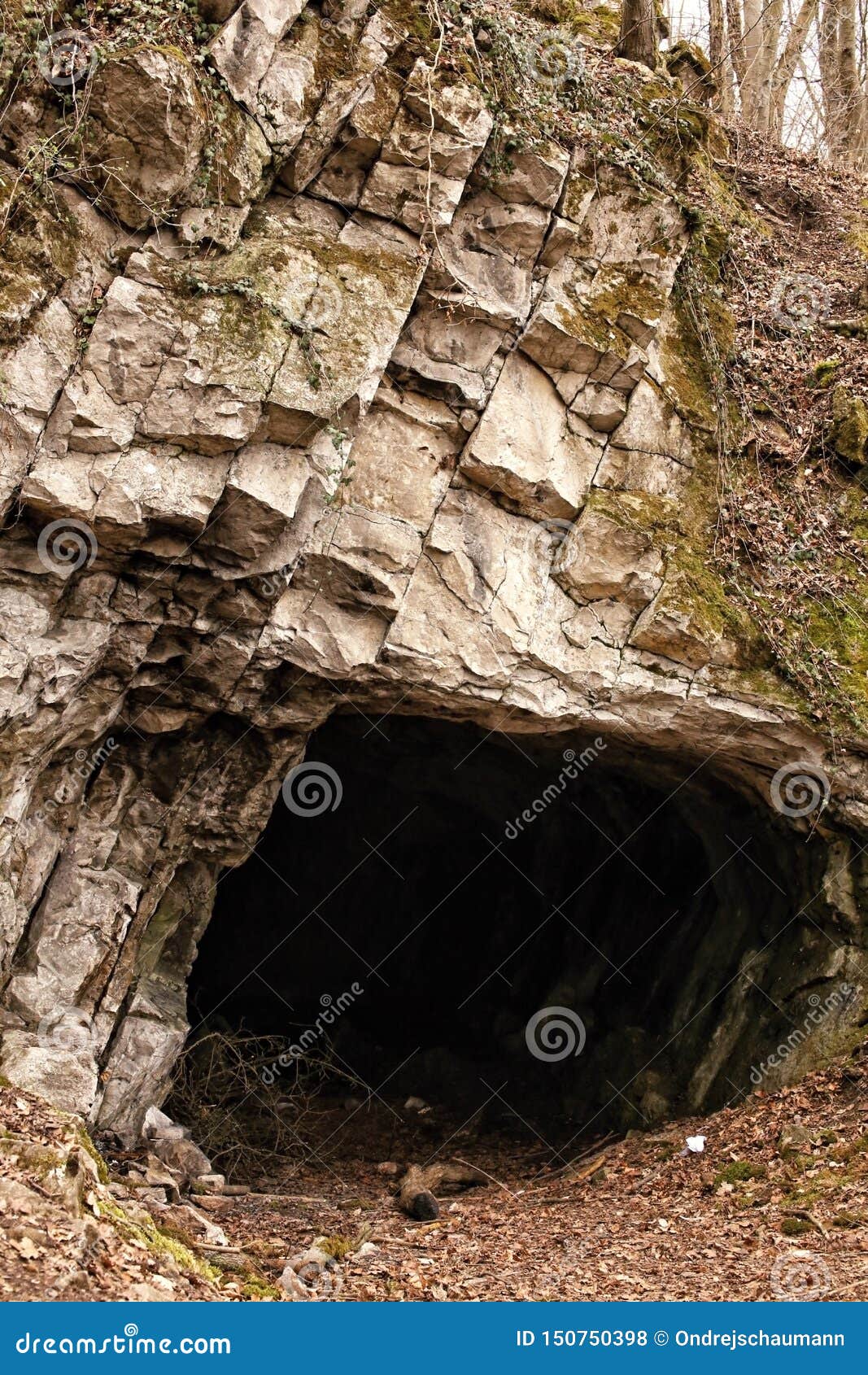 Deep Black Cave with Layers of Rock Above Stock Photo - Image of ...