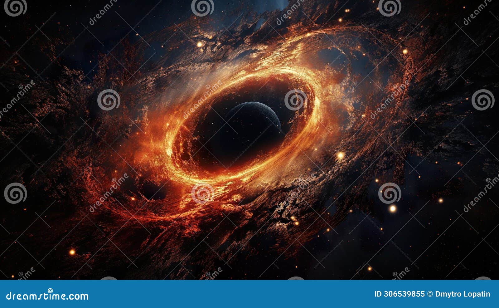 Deep Black Hole in Open Space, Glowing Light and Wormhole in Outer ...
