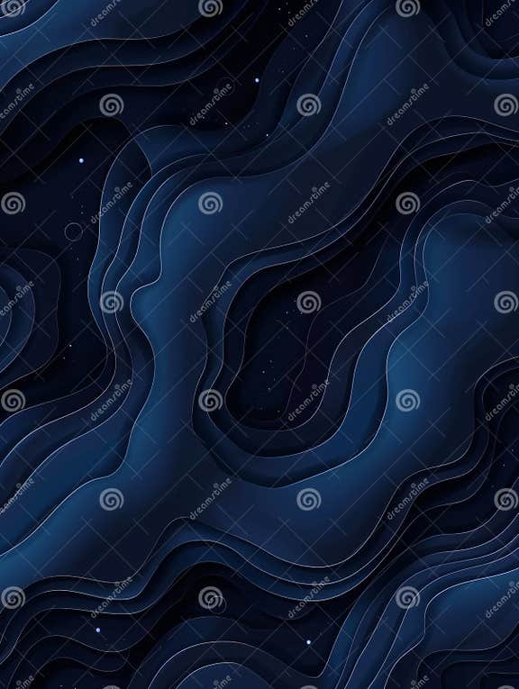 Deep Blue Abstract with Wavy Layers Creating the Illusion of an ...