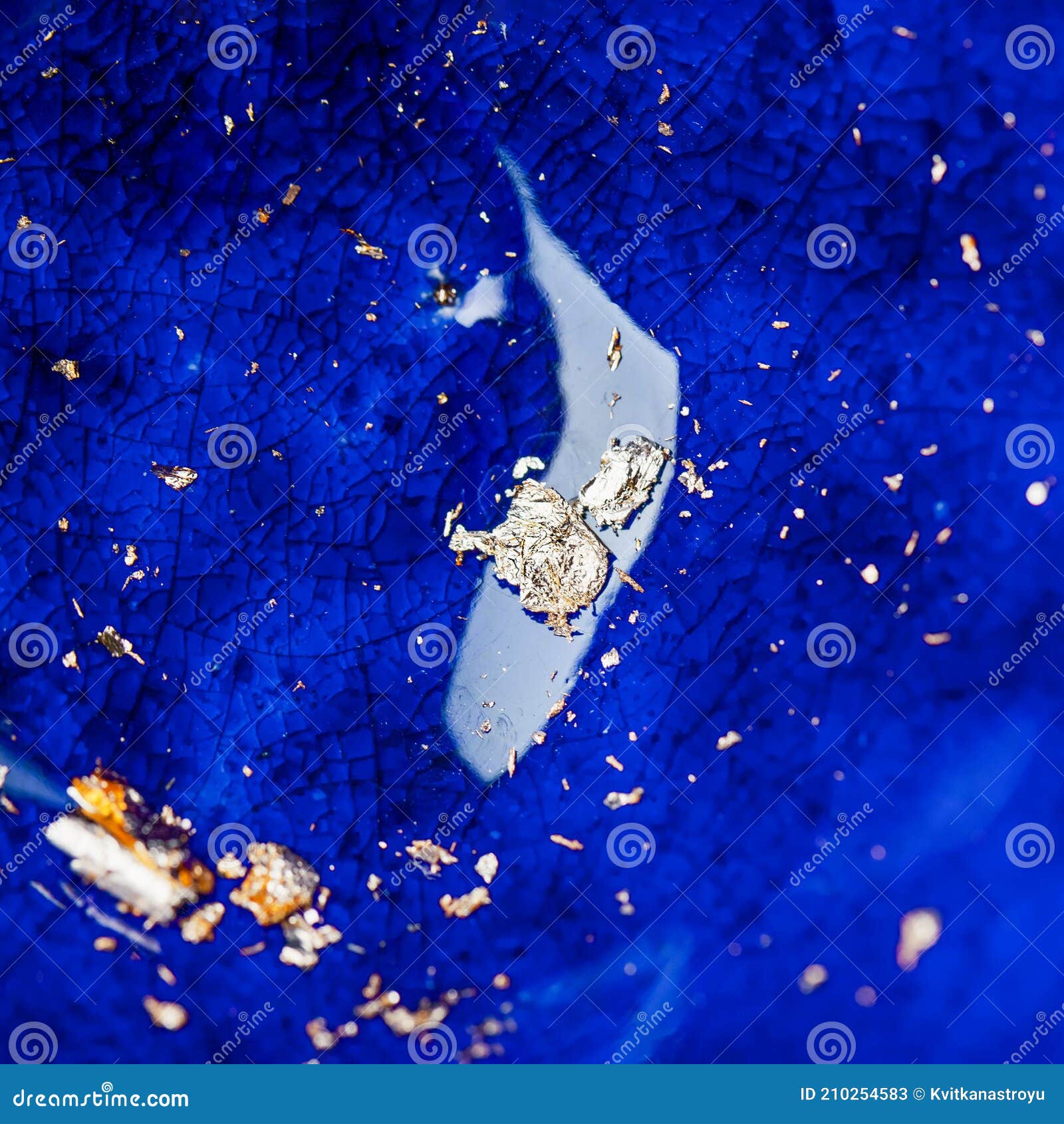 Deep Blue Ceramic Enamel Background with Gold Spots Stock Image - Image ...
