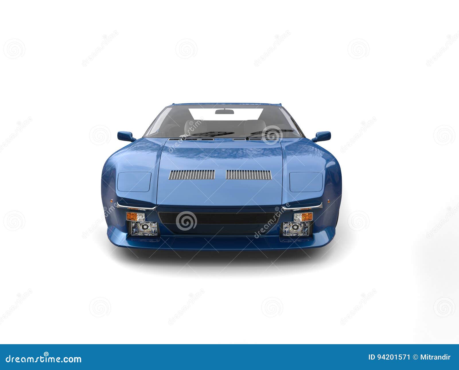 Deep Blue Eighties Concept Race Car - Front View Stock Illustration ...