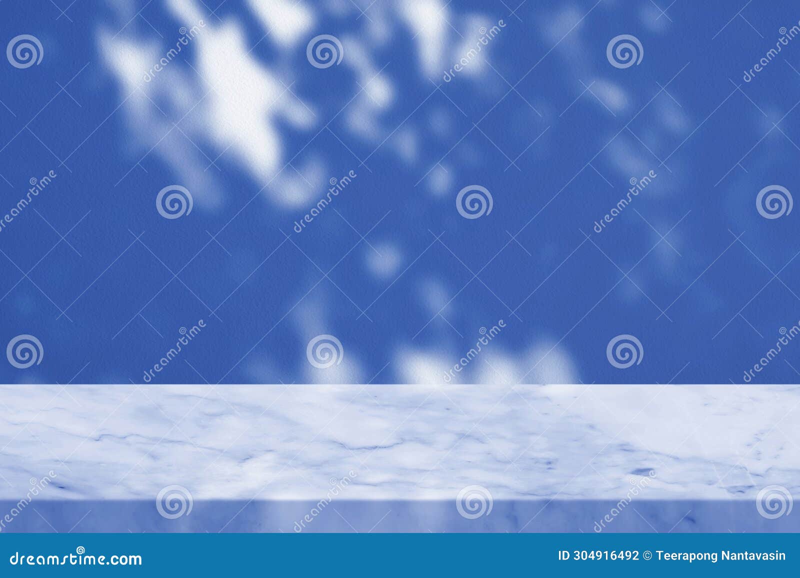 Deep Blue Marble Table with Tree Shadow in the Garden on Concrete Wall ...