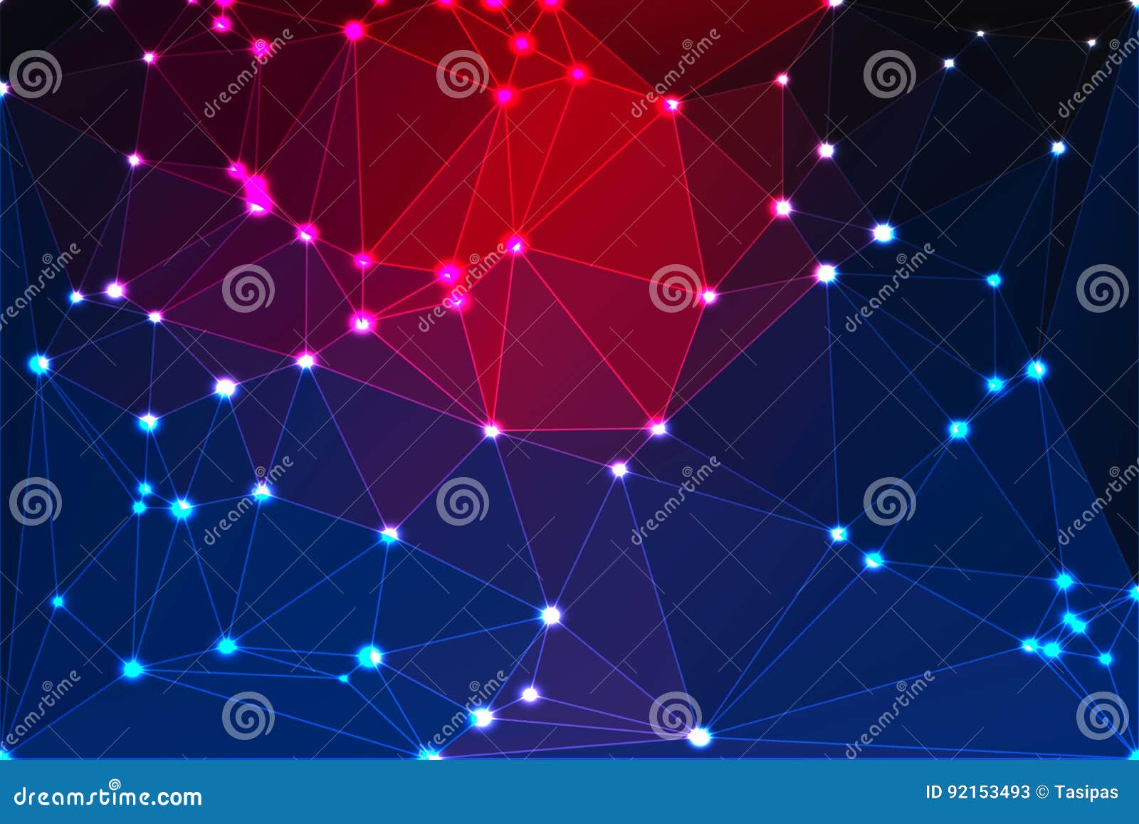 Deep Blue and Red Geometric Background with Mesh and Lights Stock ...