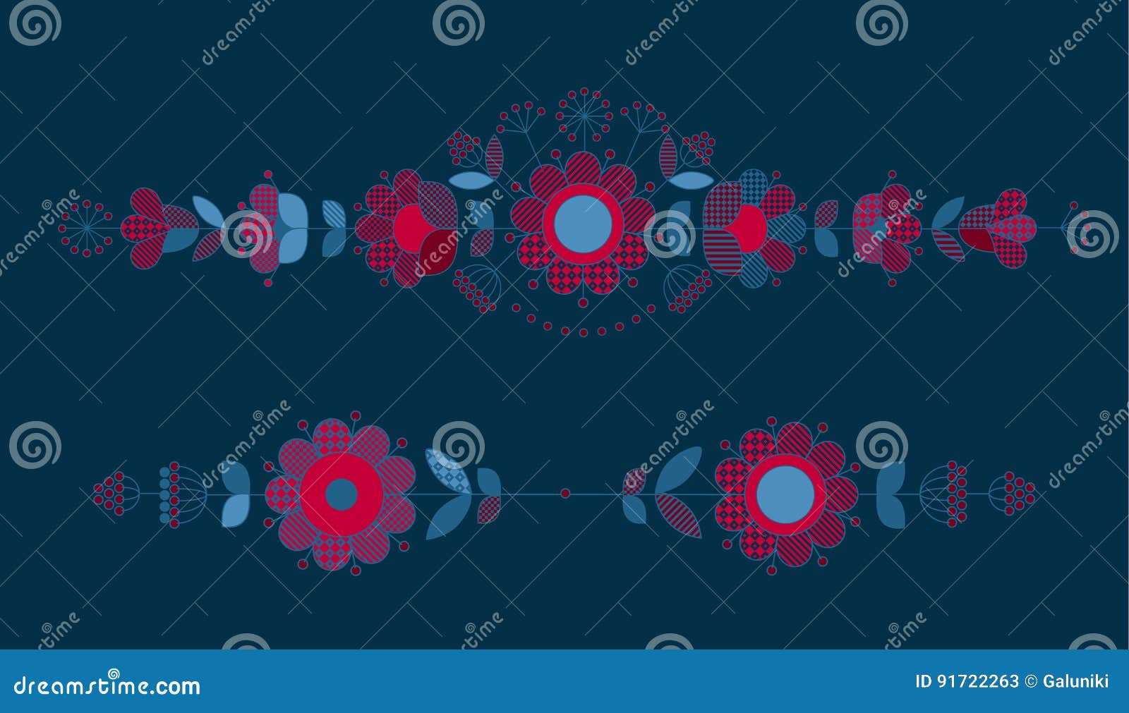 Deep Blue and Red Pattern Design Elements Stock Vector - Illustration ...