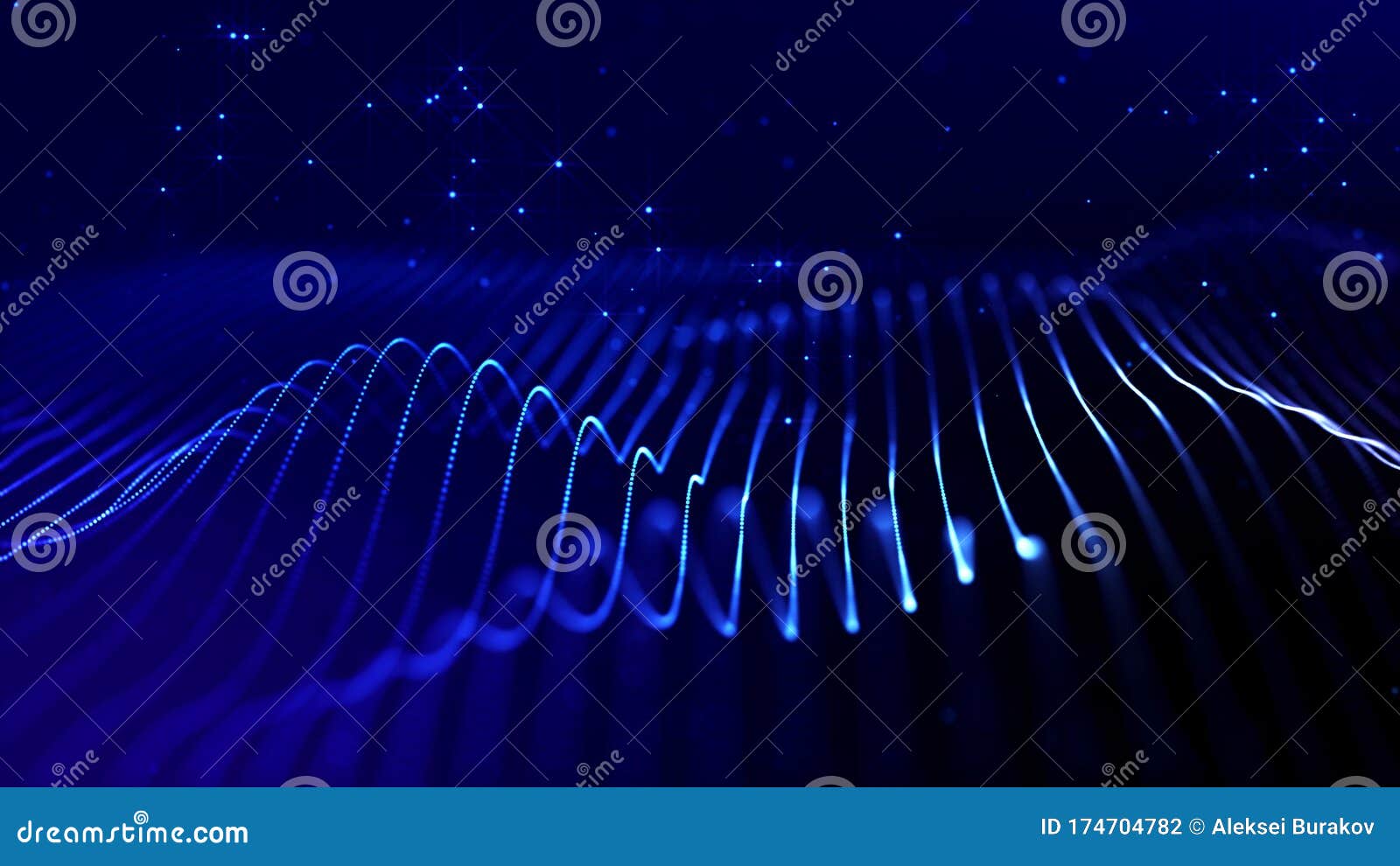 Abstract Sci-fi Background with Glow Particles Form Curved Lines ...