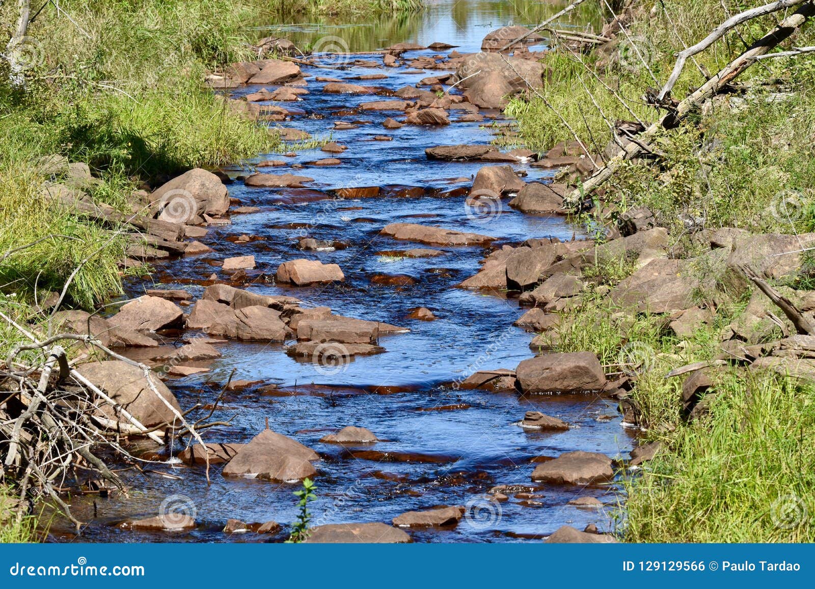 Cool Blue Water Gently Cascading Down a Brook Stock Photo - Image of ...