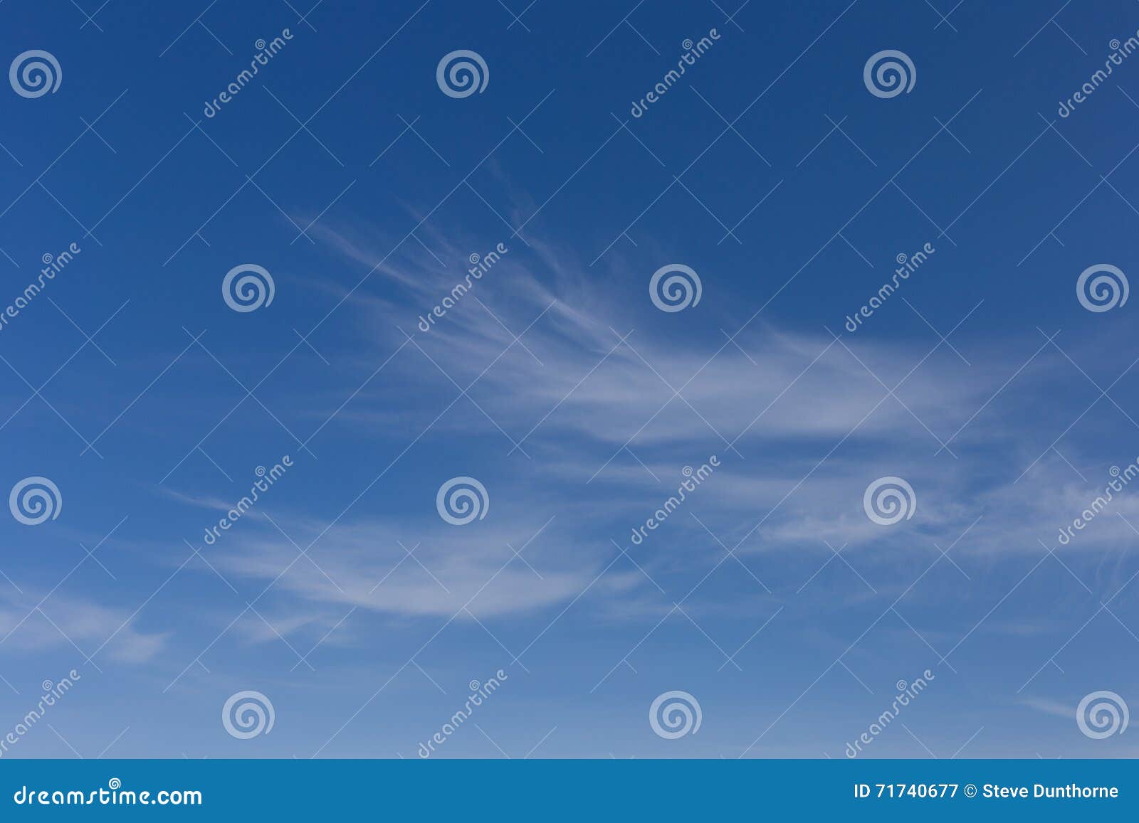 Deep Blue Sky with Wispy White Clouds Stock Image - Image of white ...