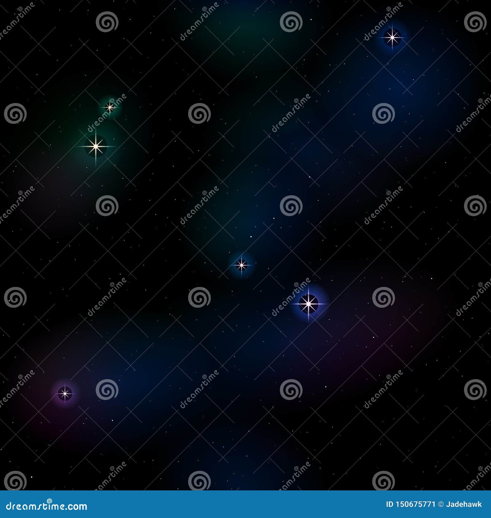 Deep Blue Space Seamless Pattern Stock Vector - Illustration of night ...