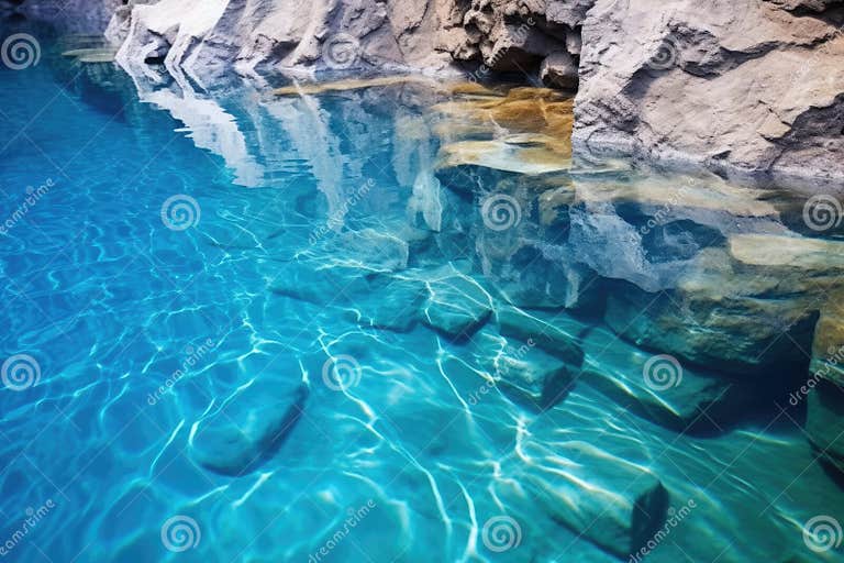 Deep Blue Water in a Geothermal Hot Spring Stock Photo - Image of ...