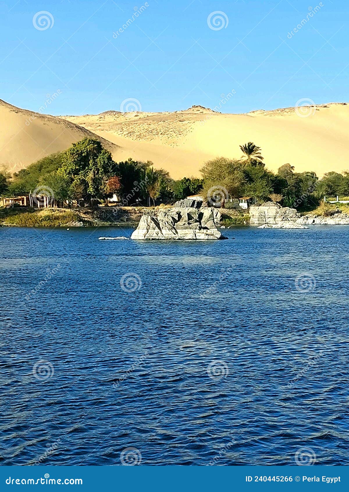 The Deep Blue Water of the Nile Mixed with Green and Yellow Stock Photo ...