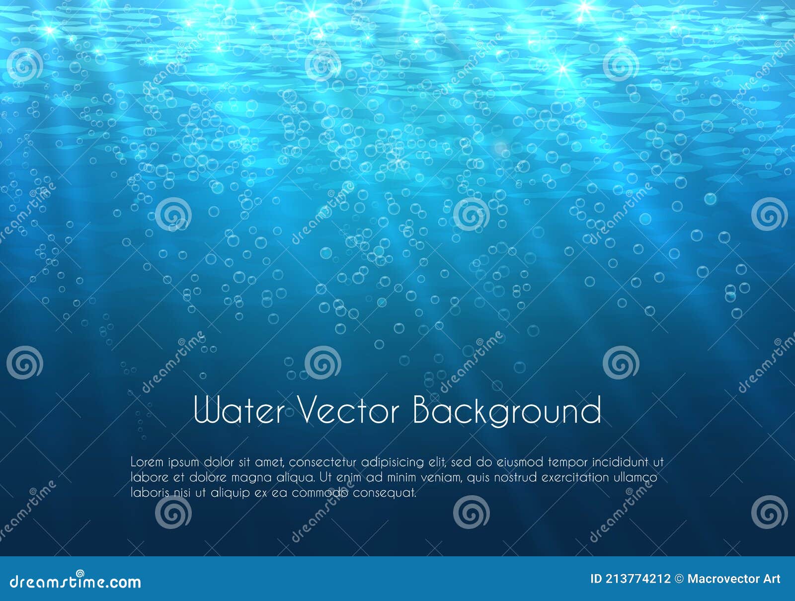 Deep Blue Water Vector Background with Bubbles Stock Vector ...