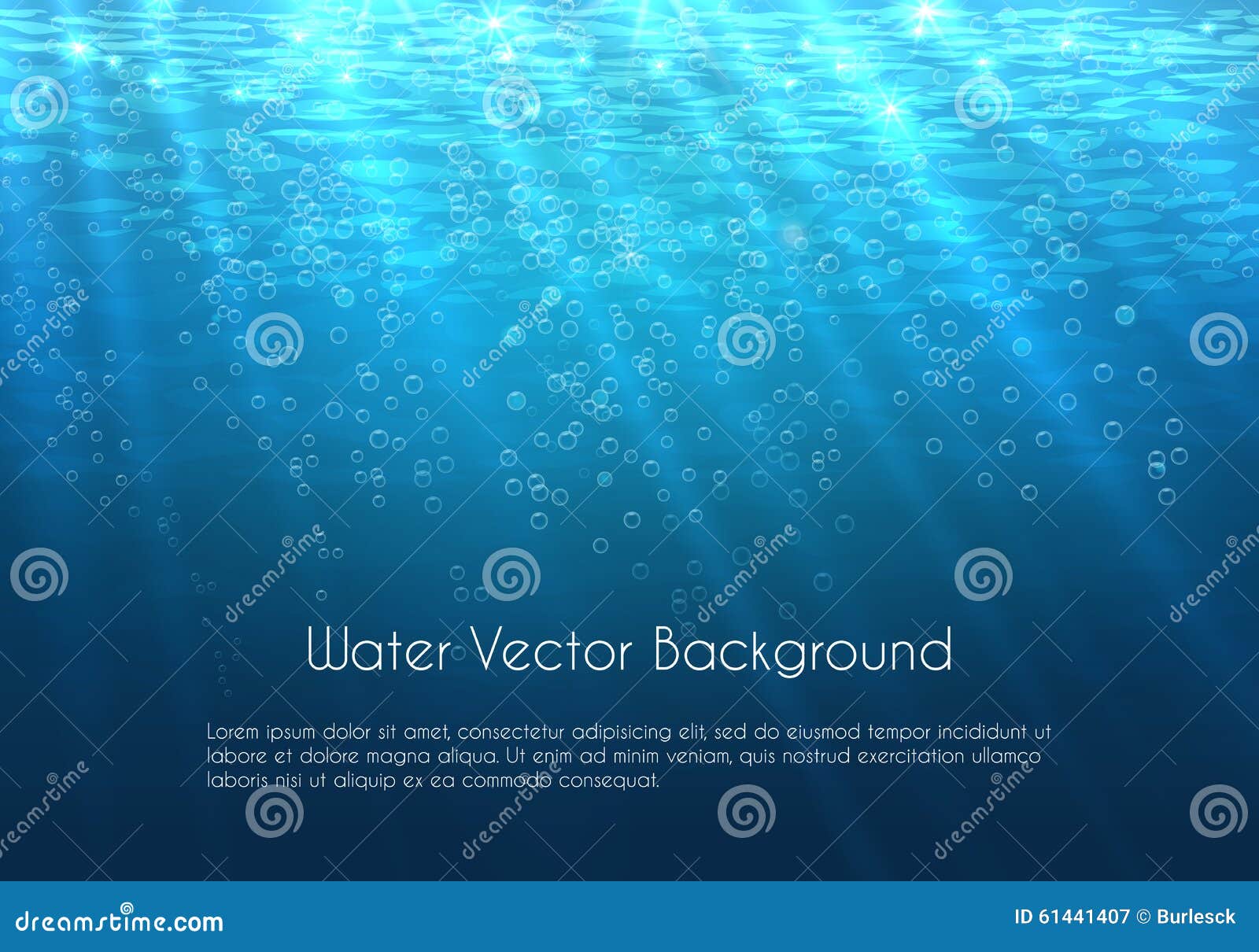 Deep Blue Water Vector Background with Bubbles Stock Vector ...