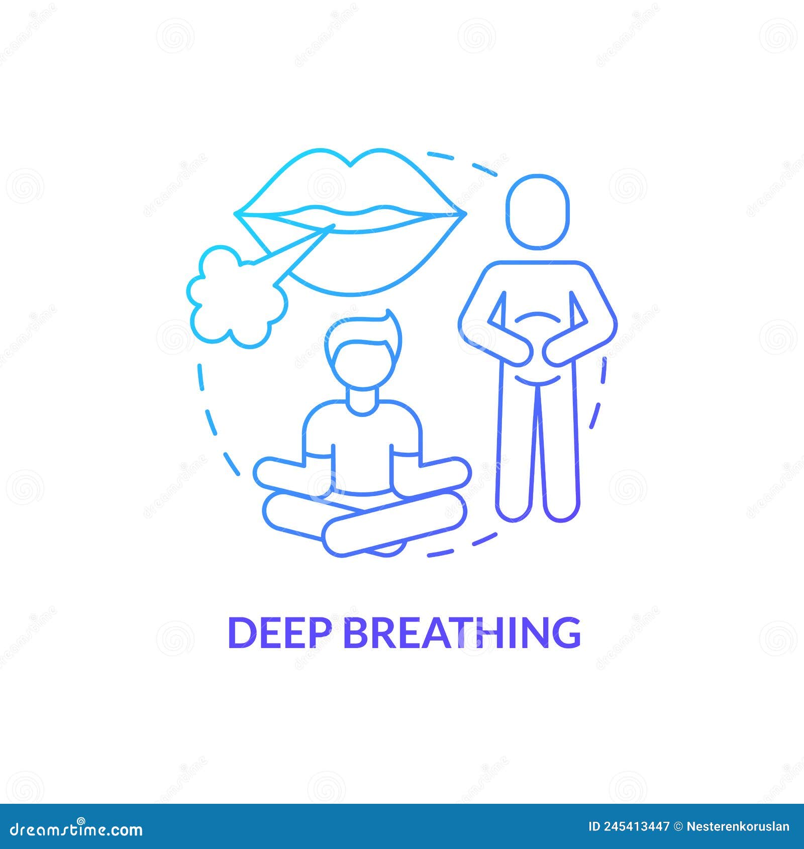 Deep Breathing Blue Gradient Concept Icon Stock Vector - Illustration ...