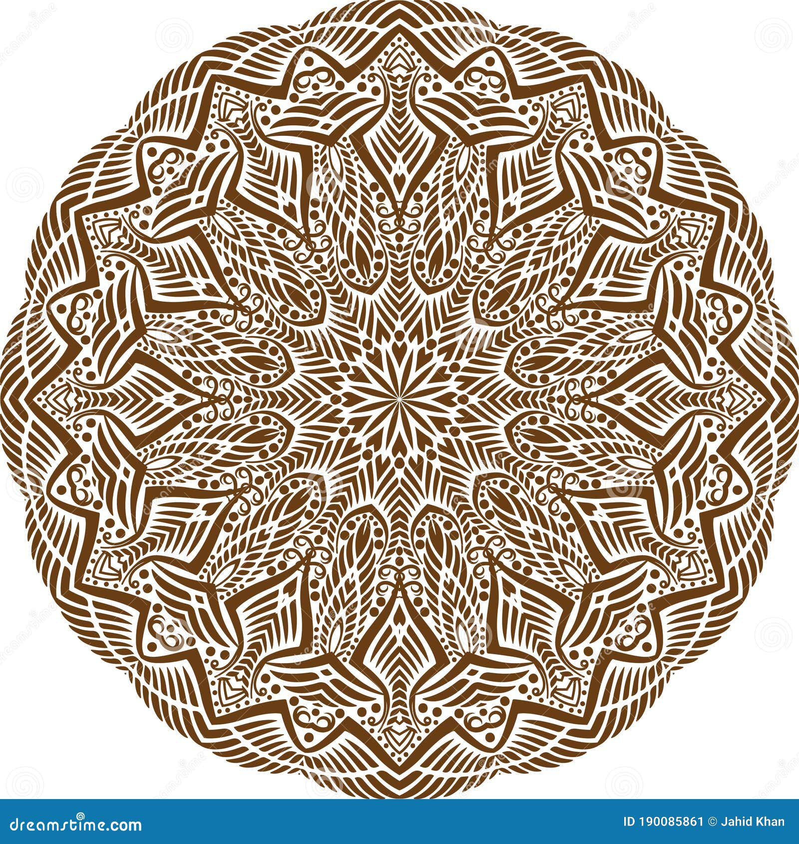 Deep Brown Color Mandala Pattern.Floral Circular Pattern Design.Floral ...