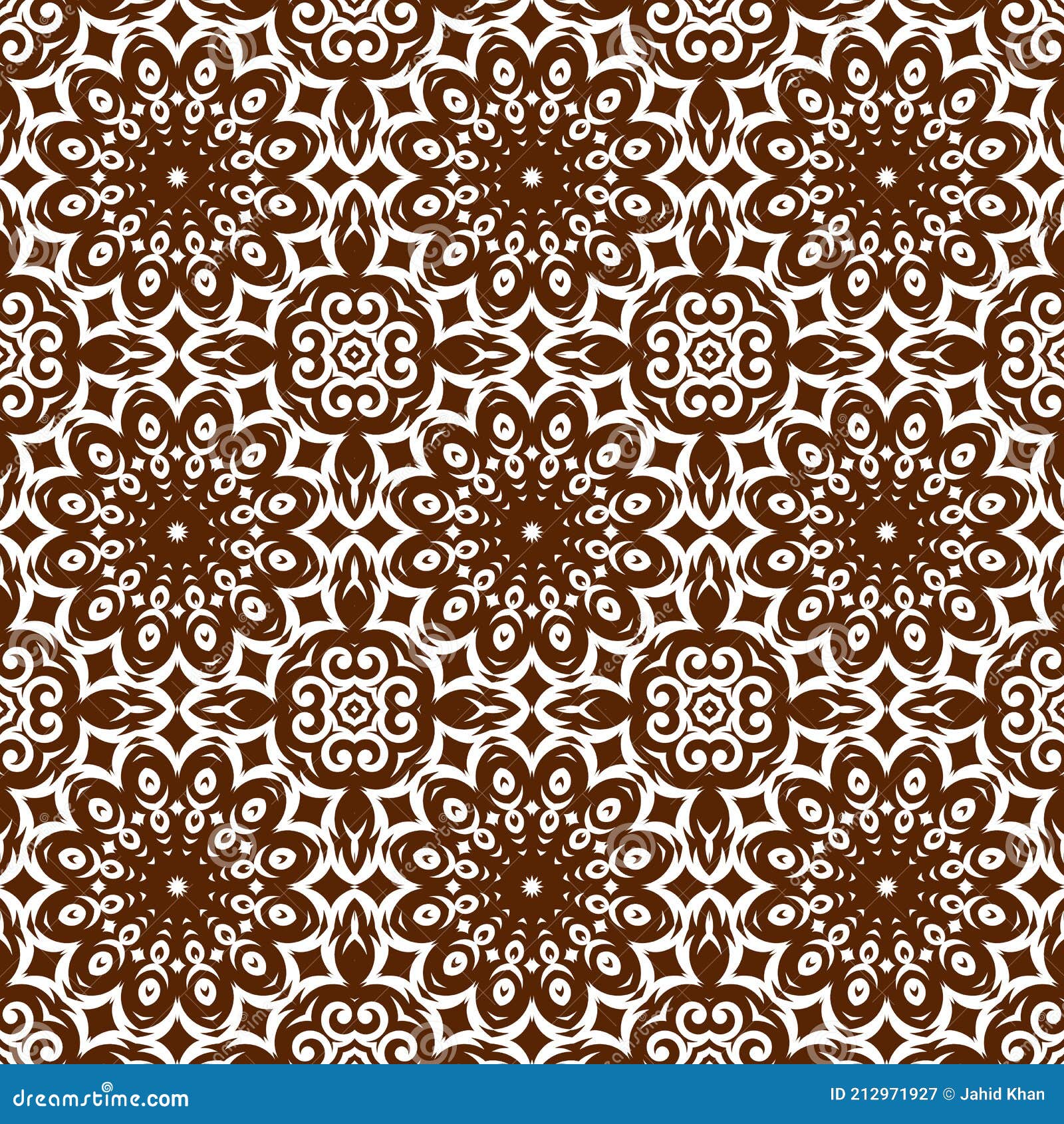 Deep Brown Color Seamless Pattern with Mandala.Mandala Background Stock ...
