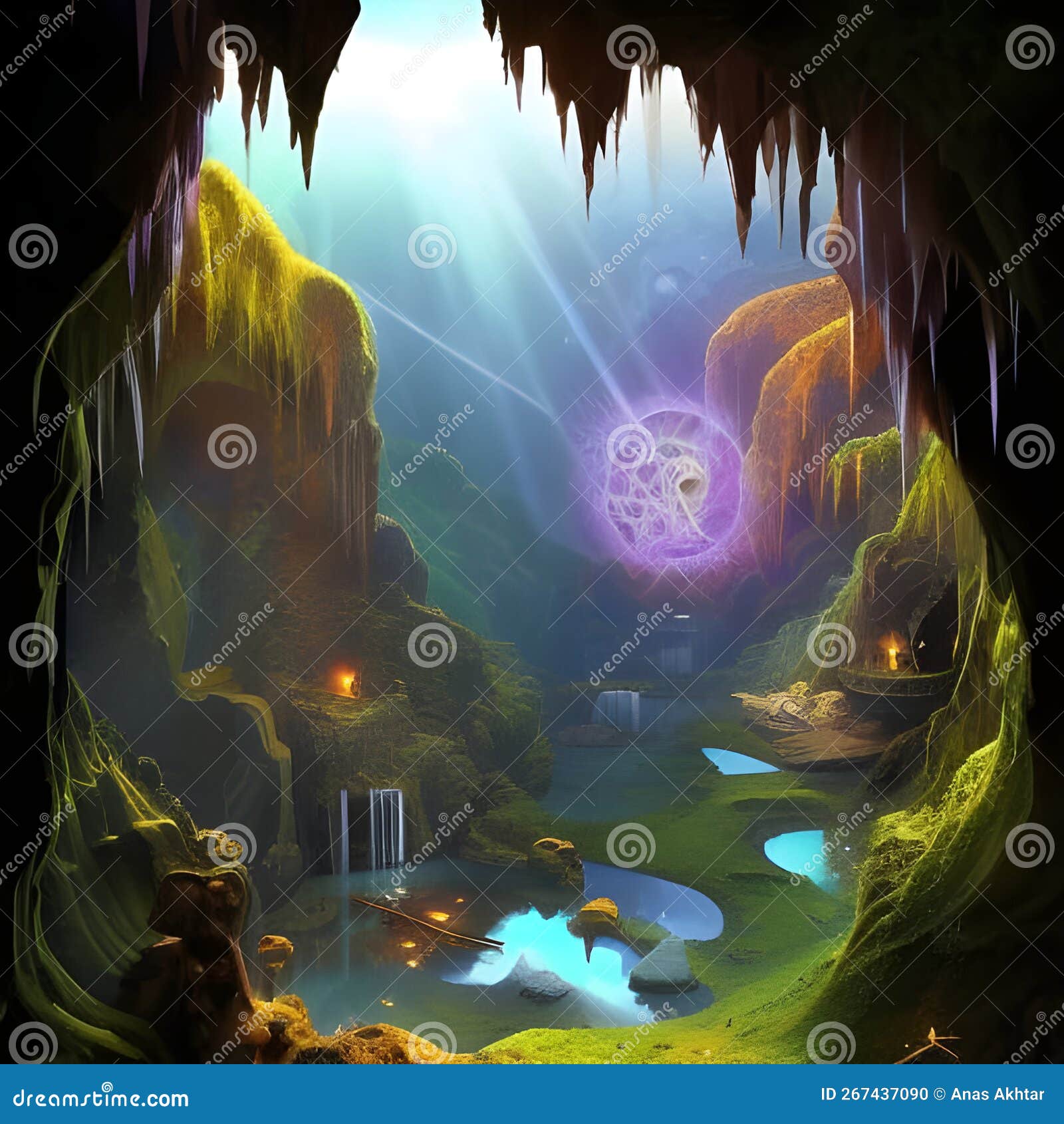 The Deep Cave Of Golden Pillars Stock Image | CartoonDealer.com #285410863