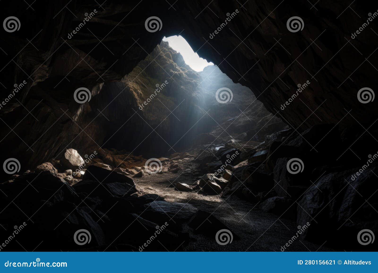 Deep Cavern Hidden in the Heart of a Mountain, Shrouded in Darkness ...